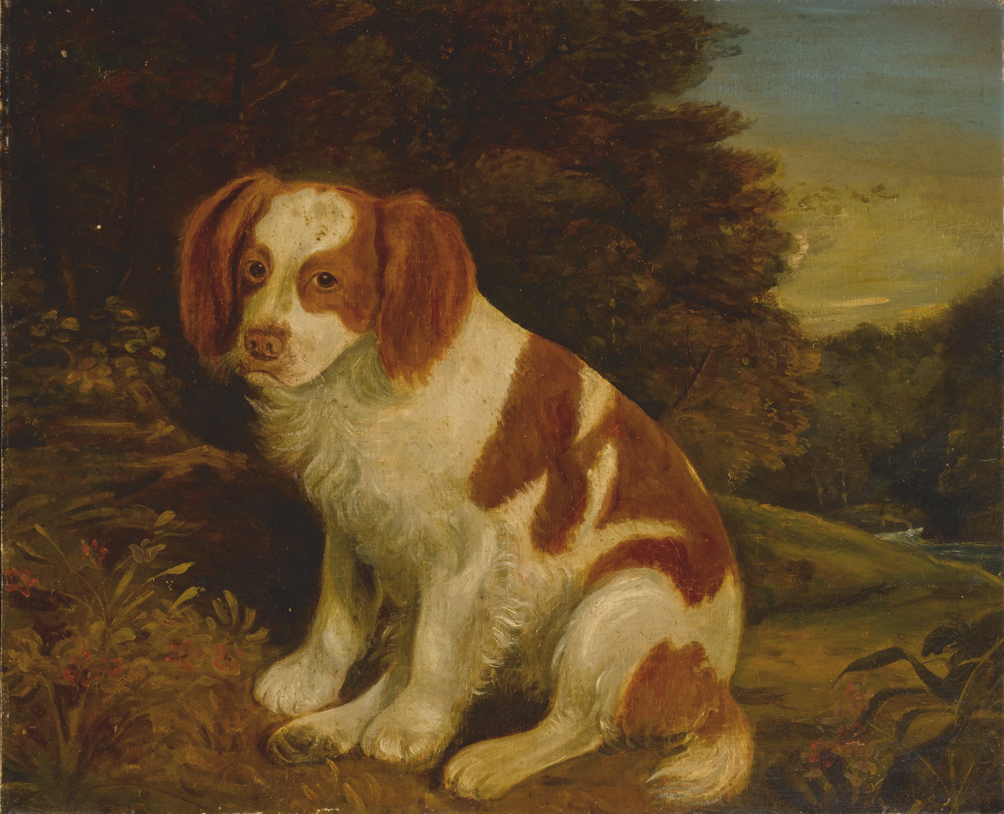 MANNER OF GEORGE STUBBS | A RED AND WHITE SPANIEL IN A LANDSCAPE ...