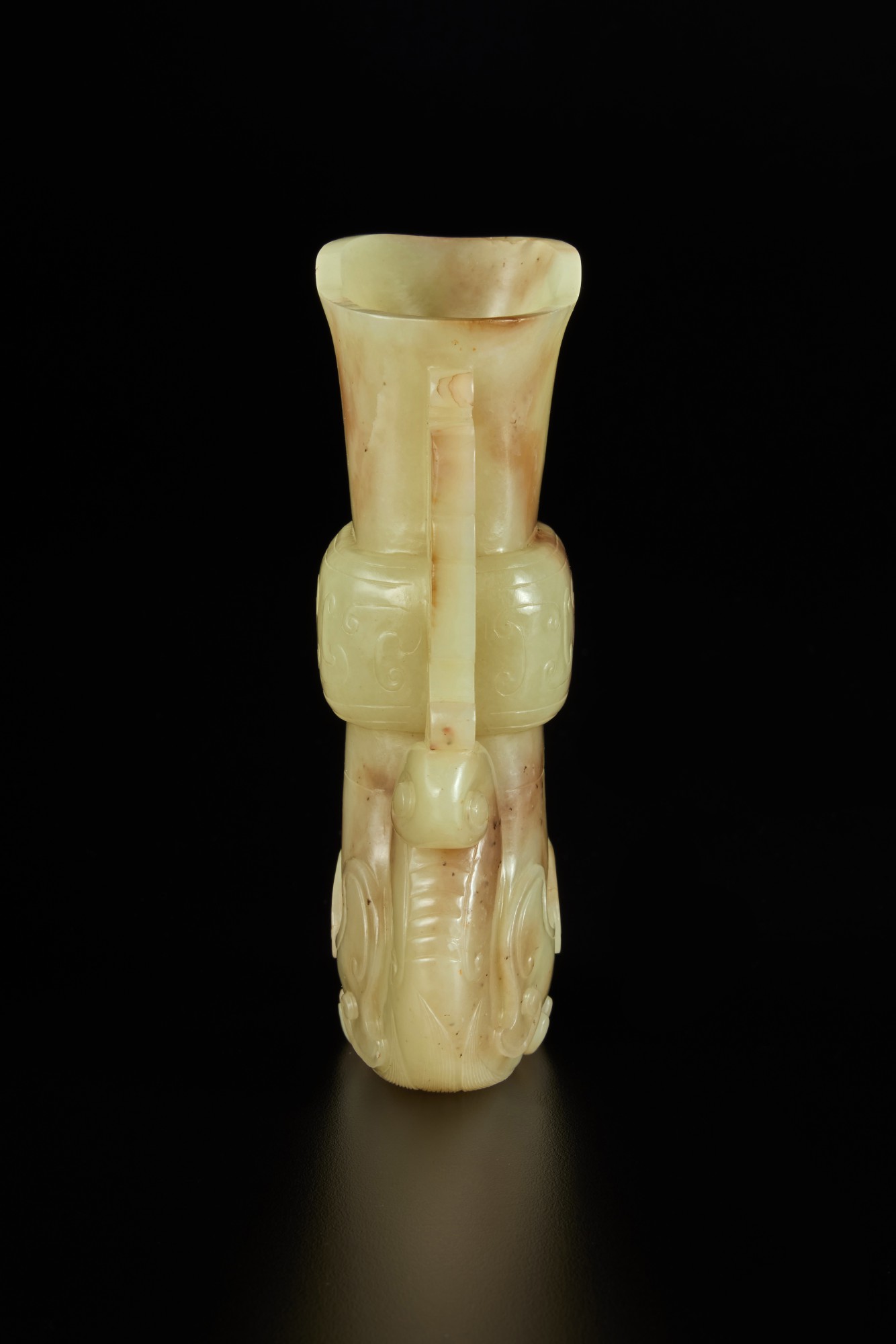 A rare yellow jade archaistic vase (Guang), Qing dynasty, Qianlong ...