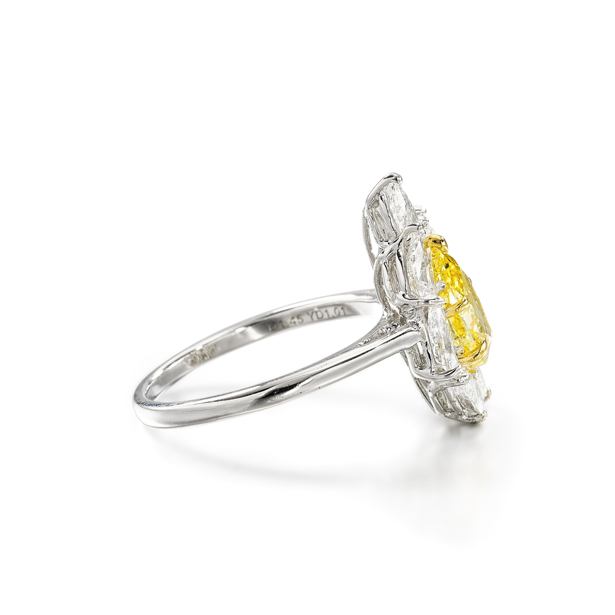 Fancy Deep Yellow Diamond and Diamond Ring | 1.01克拉 深彩黃色鑽石 配 鑽石 戒指 ...
