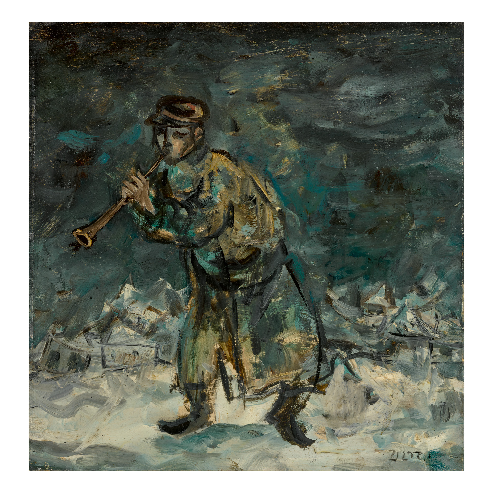 YOSL BERGNER | CLARINETIST IN THE SNOW | Israeli and International Art ...
