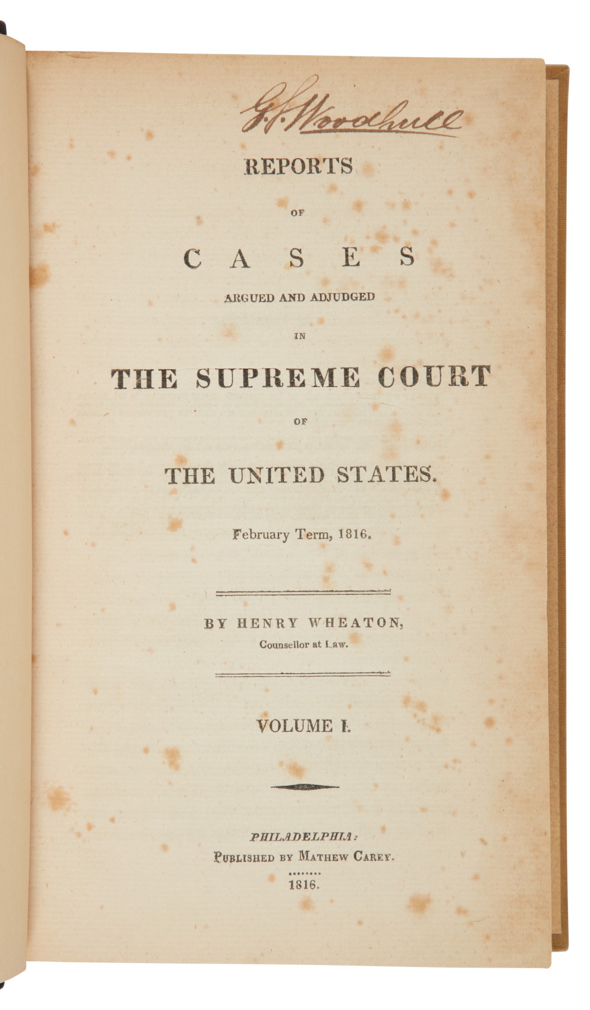 Wheaton, Henry | A set of Wheaton's Reports of Cases Argued in the ...