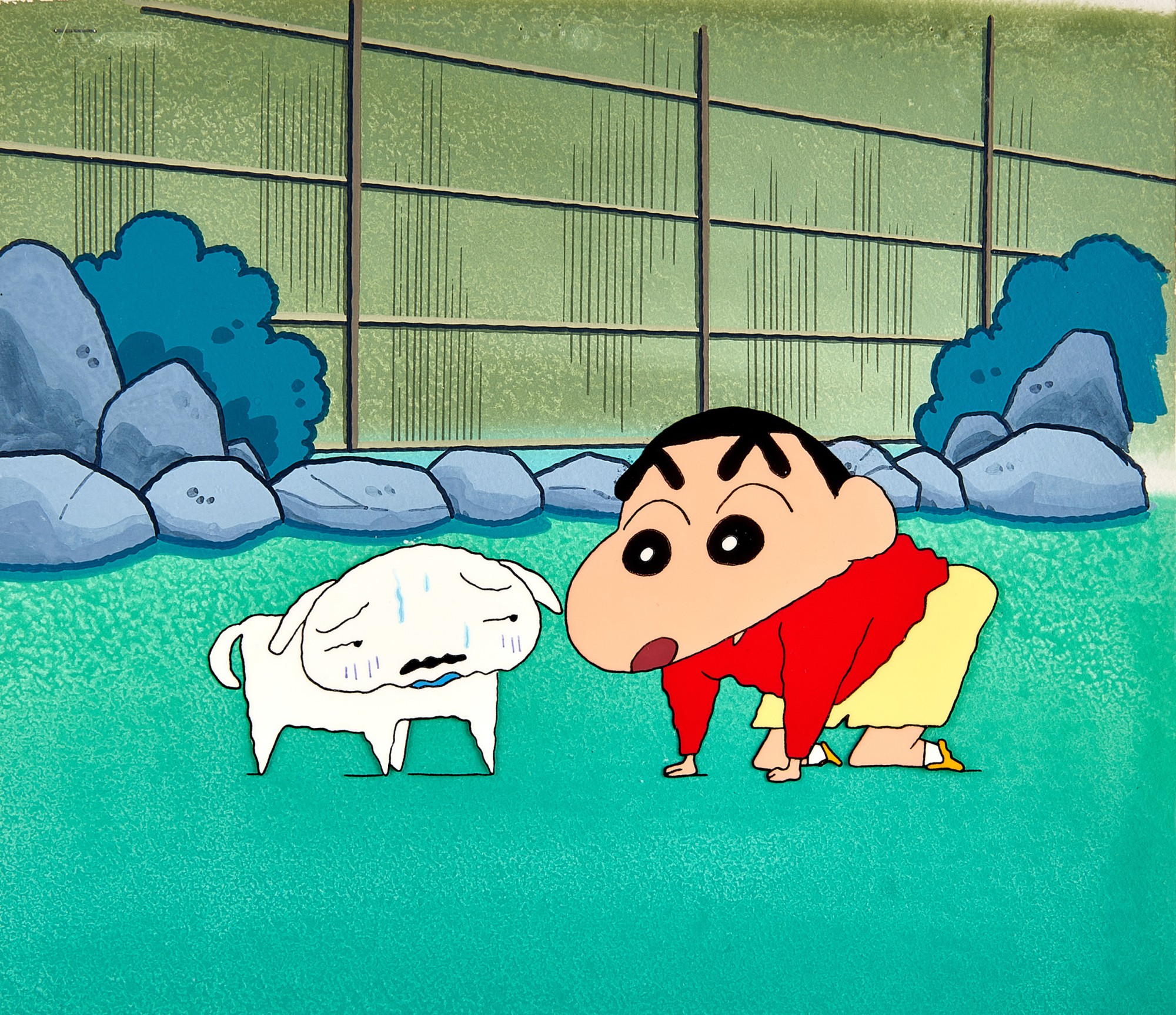Shin-chan and Shiro Nohara Animation Cel with Hand-painted Background ...