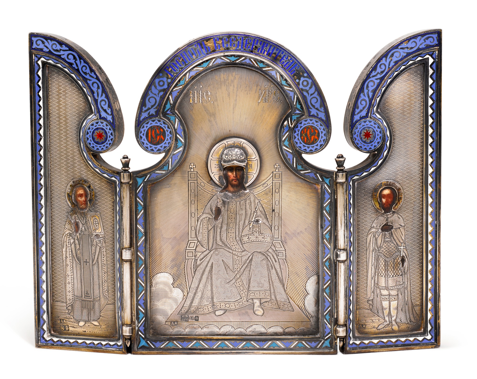 A silver and cloisonné enamel triptych icon, Ivan Khlebnikov, Moscow, 1877 | Russian Works of ...