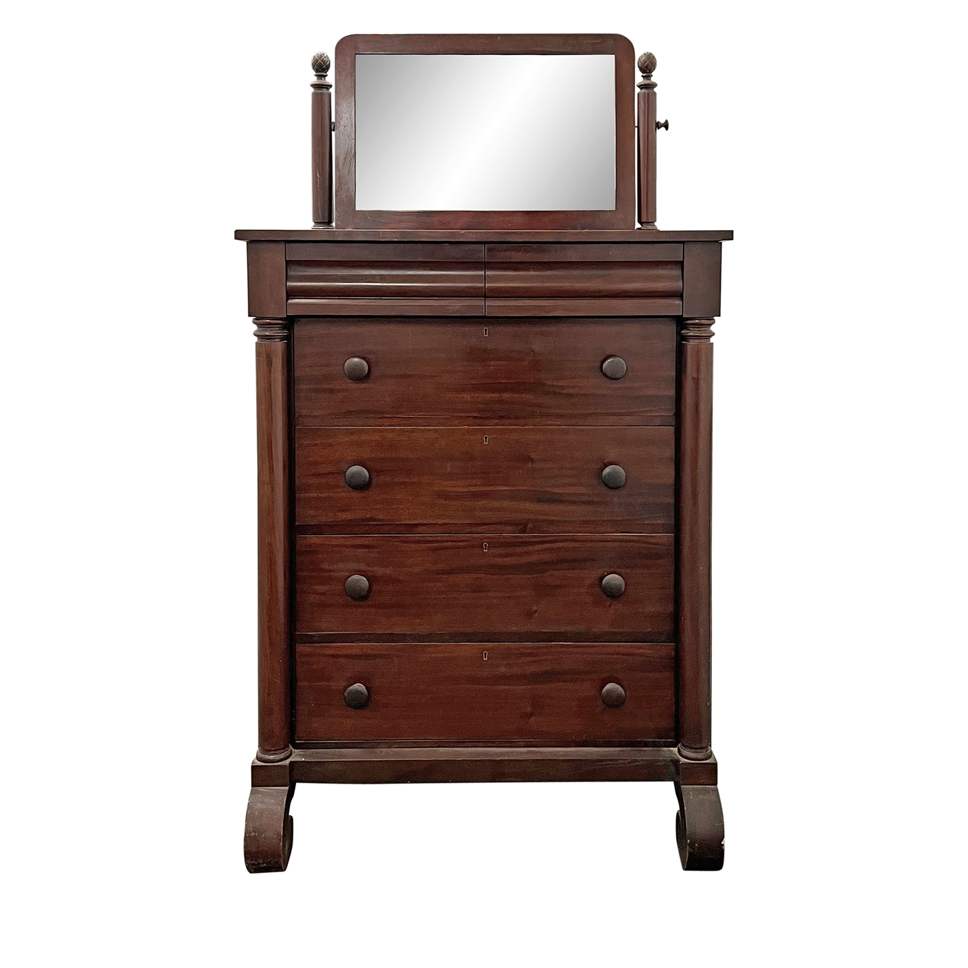 Antique American Empire Style Mahogany Vanity And Chest Of Drawers ...