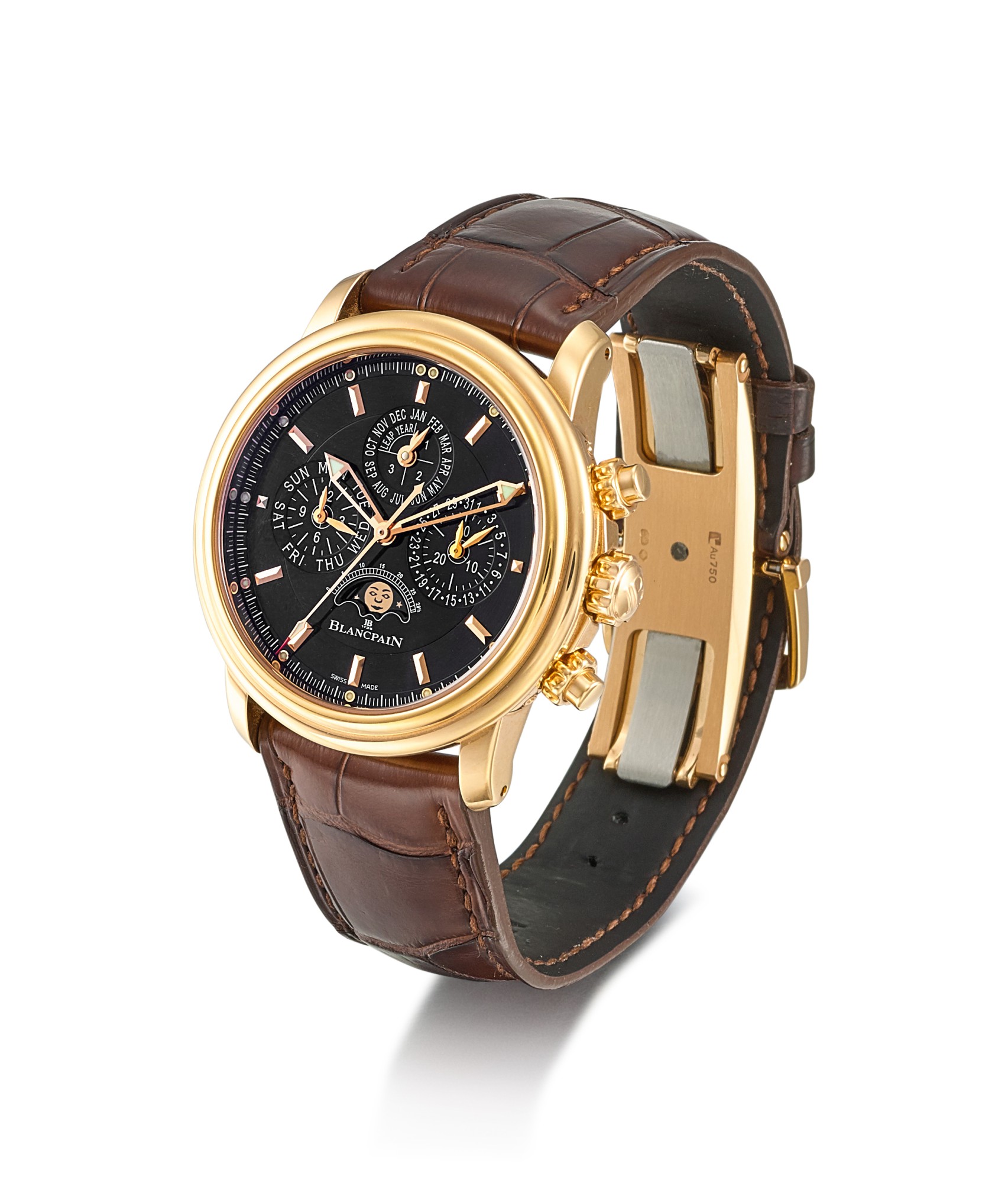 BLANCPAIN | LÉMAN, REFERENCE 2685F-3630-53B, A PINK GOLD PERPETUAL ...