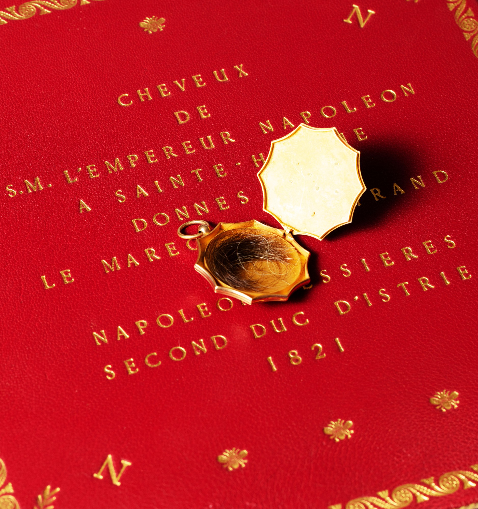 Relic of the Emperor Napoleon I: Double-sided black-enameled gold ...