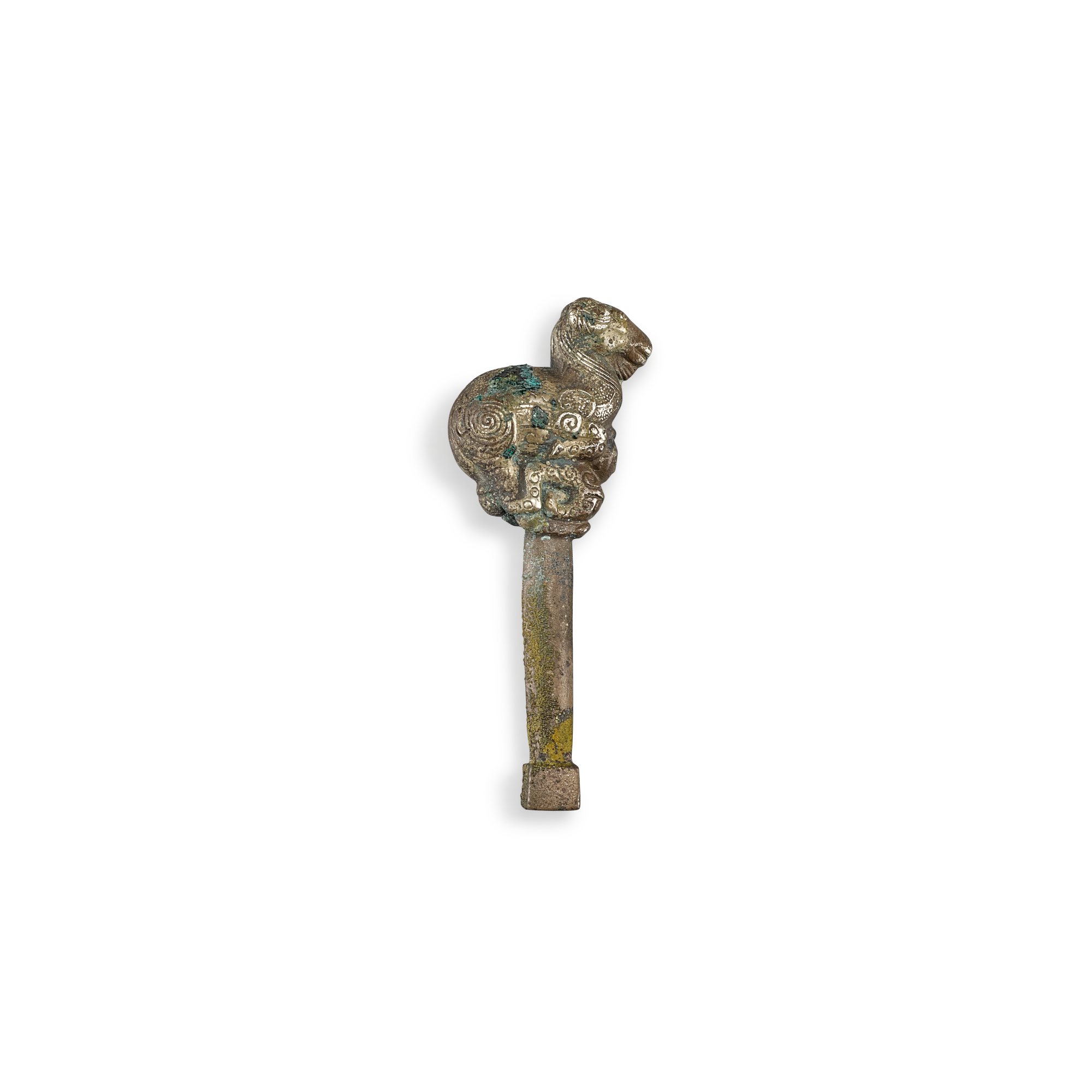 A silver-gilt bronze 'ram' zither tuning key, Eastern Zhou dynasty ...