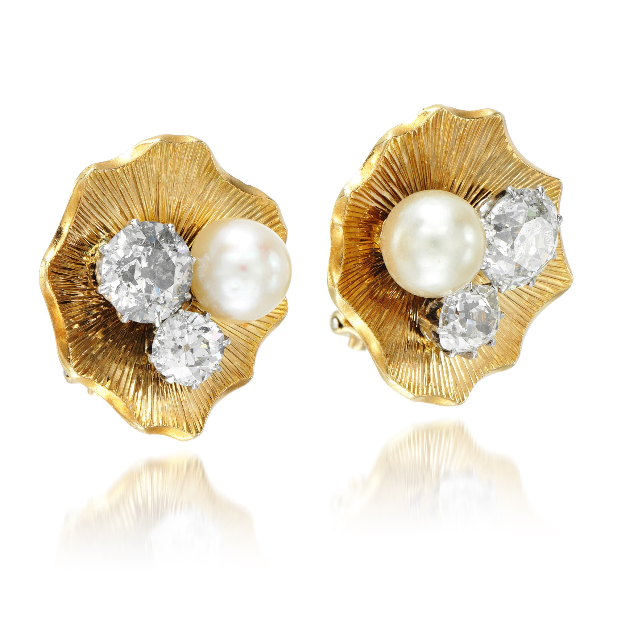 PAIR OF DIAMOND AND CULTURED PEARL EAR CLIPS | The Weekly Edit: Fine ...
