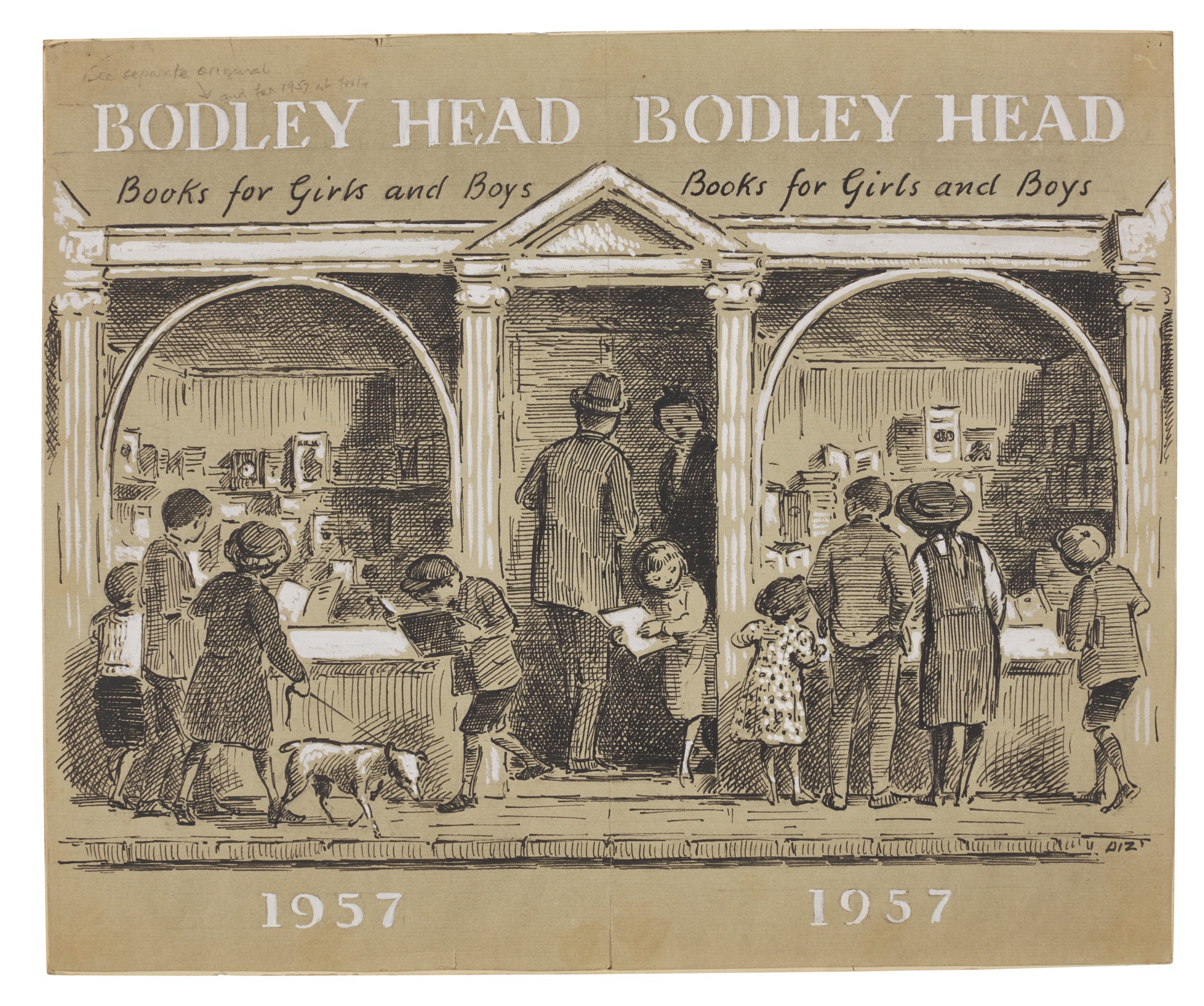 Ardizzone, "Bodley Head Books for Girls and Boys 1957", ink and gouache ...