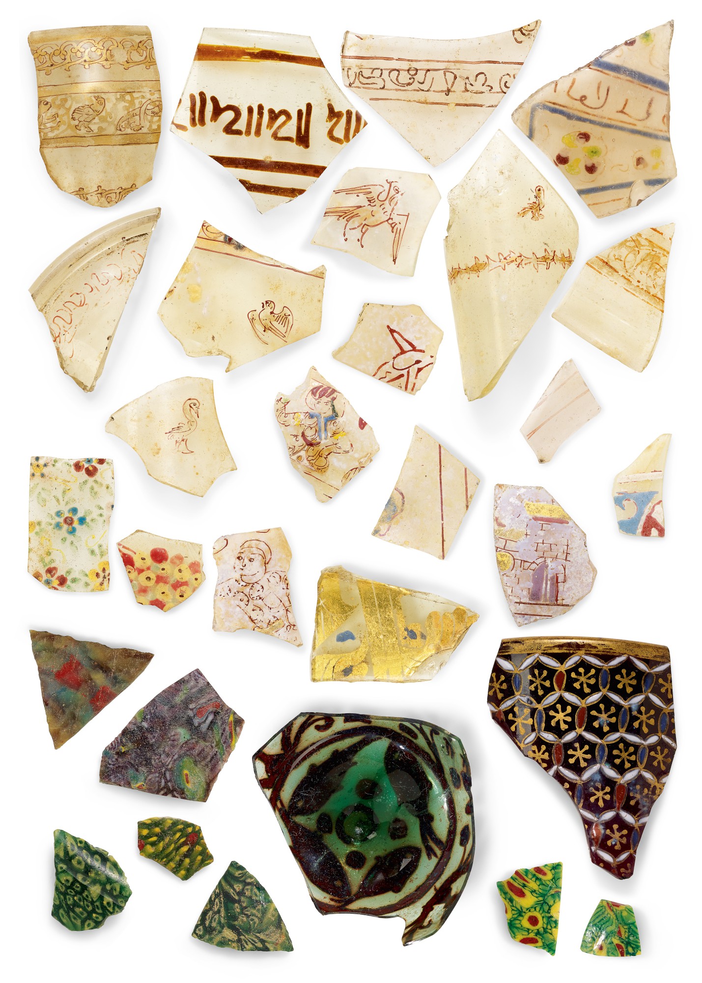 A group of early Islamic glass fragments, Egypt and Syria, 9th-14th ...