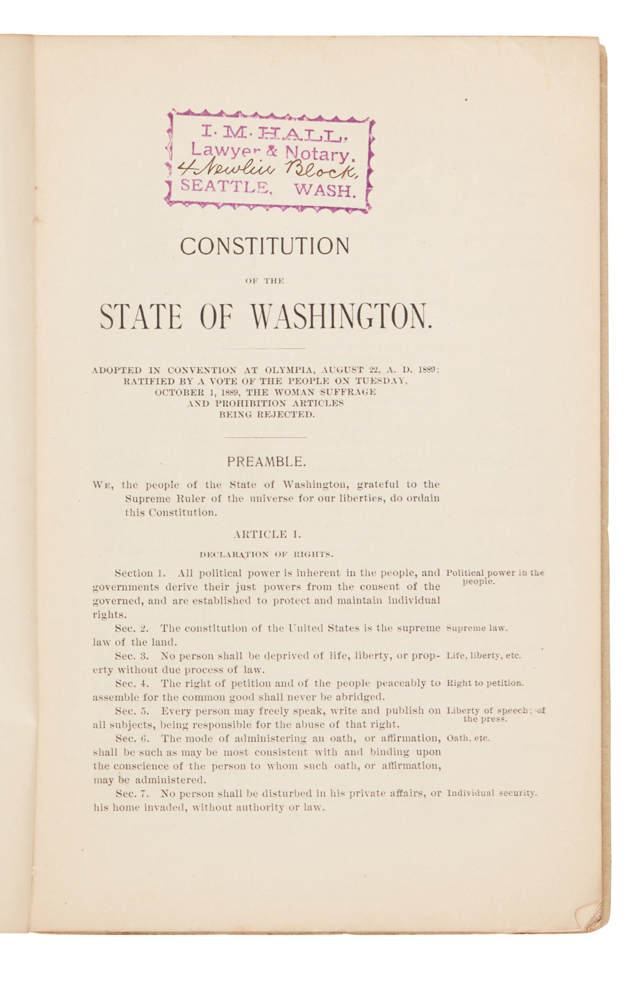 Washington (State) | The second Washington Constitution, the end of the ...