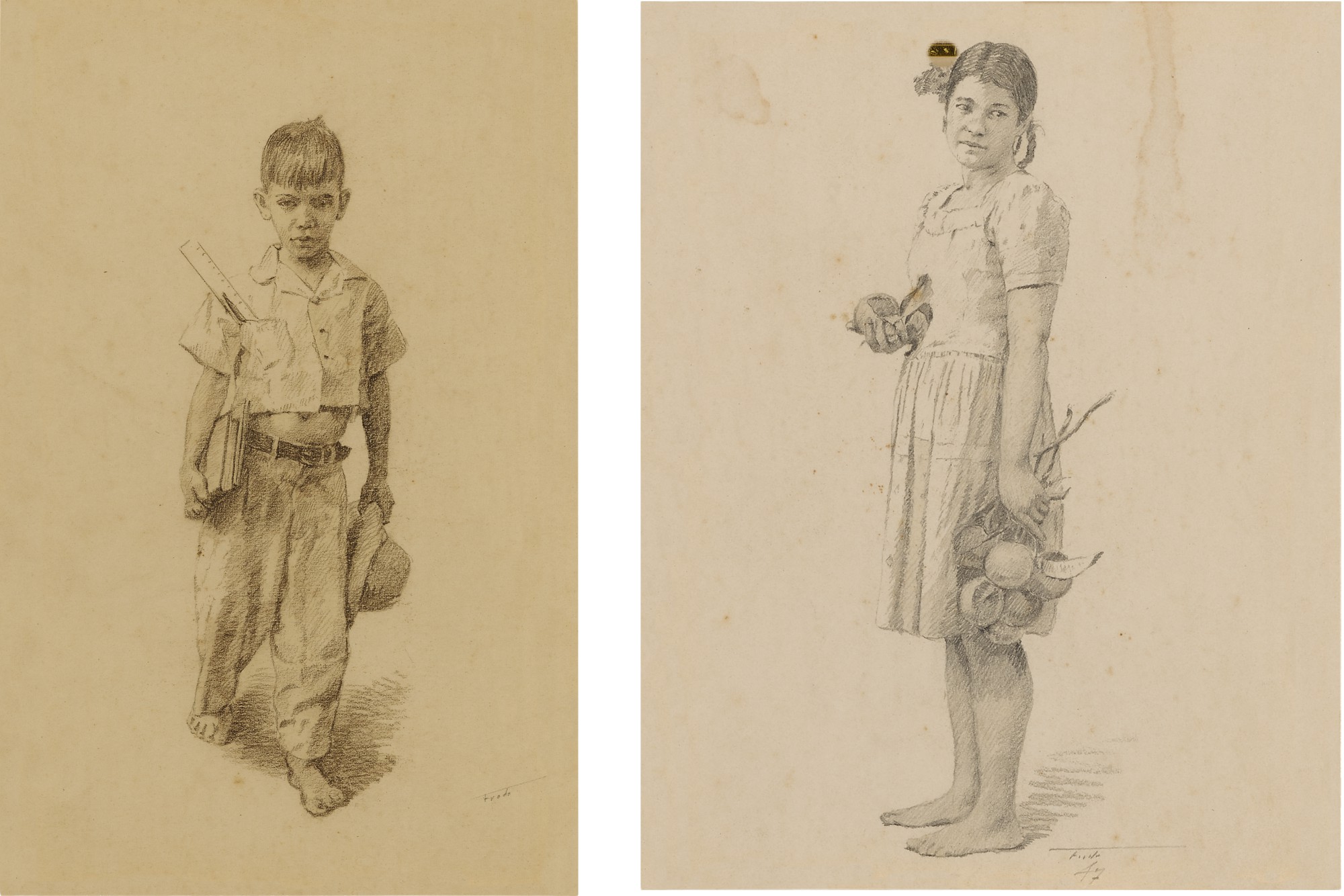 Sold Without Reserve | RAMON FRADE | BOY (I) & GIRL (II) (A PAIR OF ...