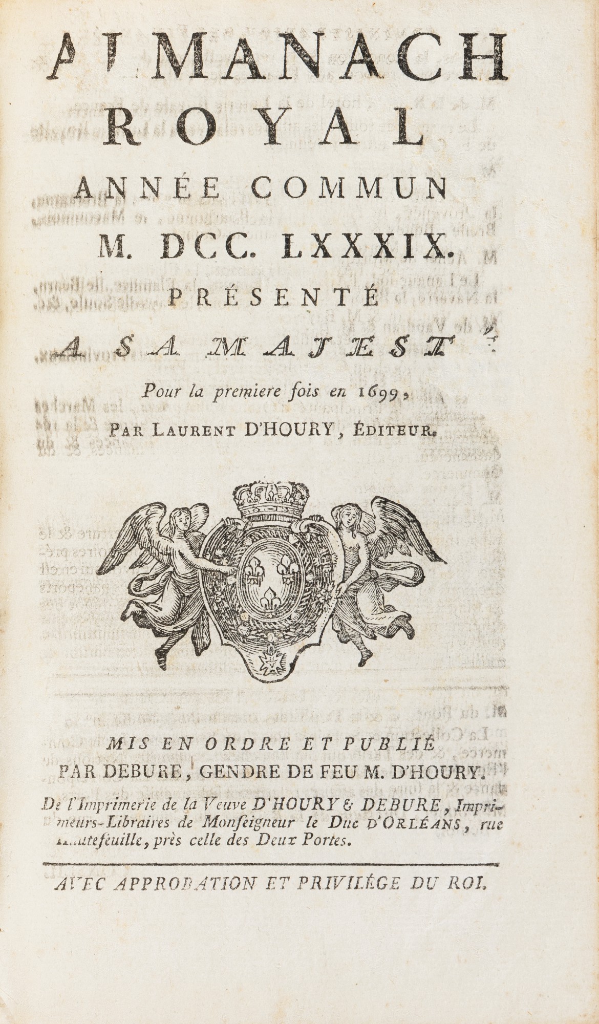 Almanach royal pour l'année 1789. Paris, [1788]. Bel exemplaire aux ...