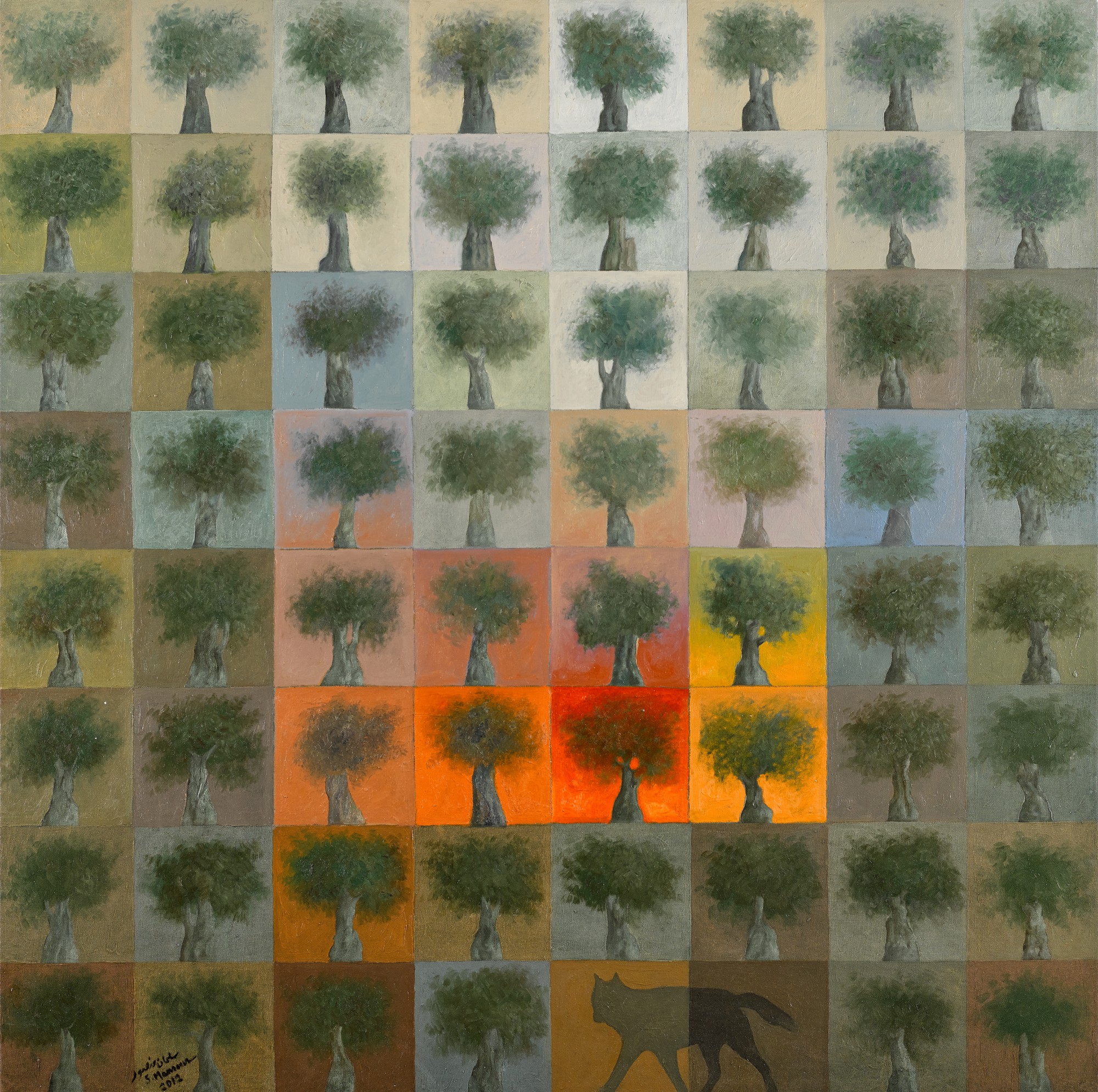 SULEIMAN MANSOUR | FIRE IN THE FIELD | 20th Century Art / Middle East ...