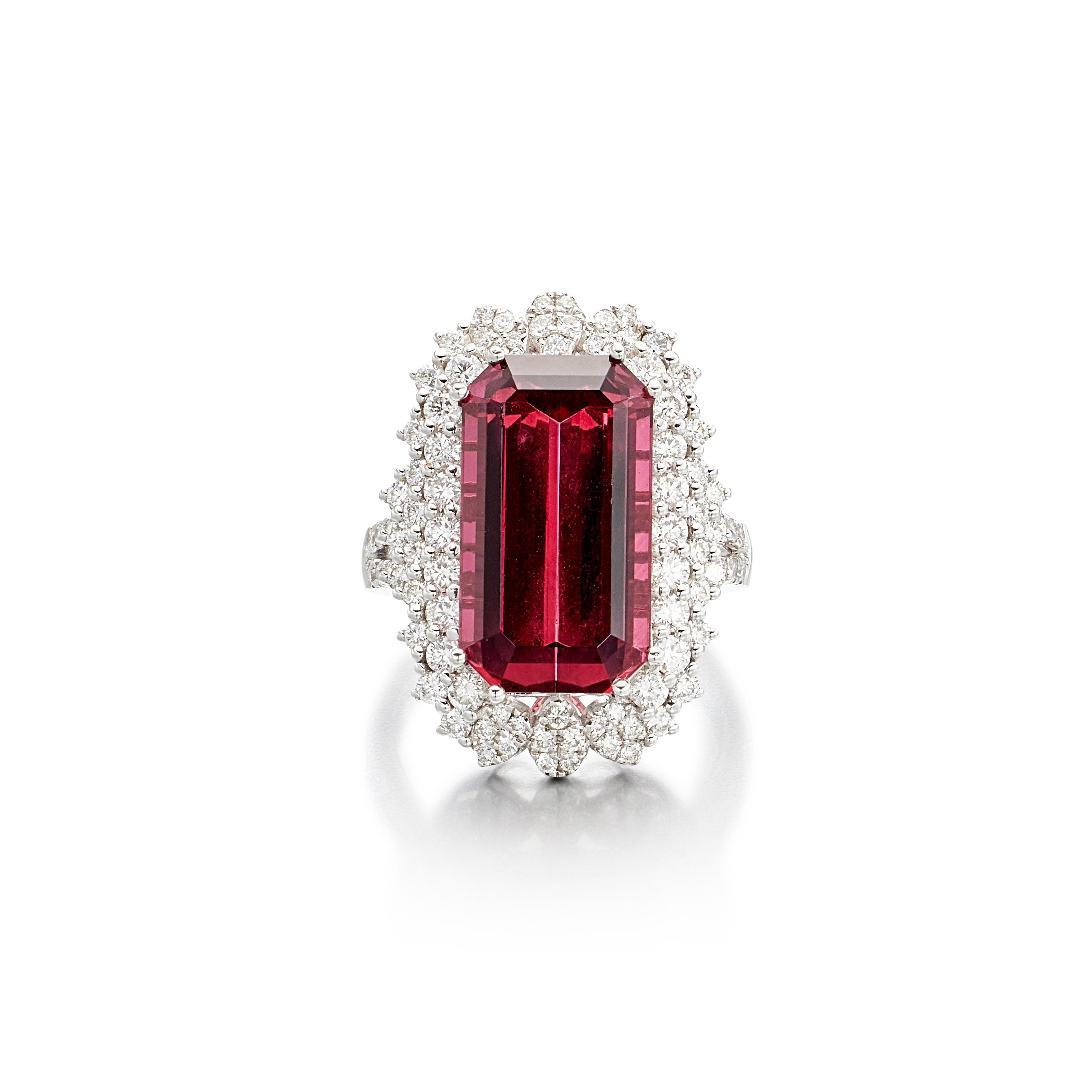 White Gold, Pink Tourmaline And Diamond Ring Available For Immediate ...