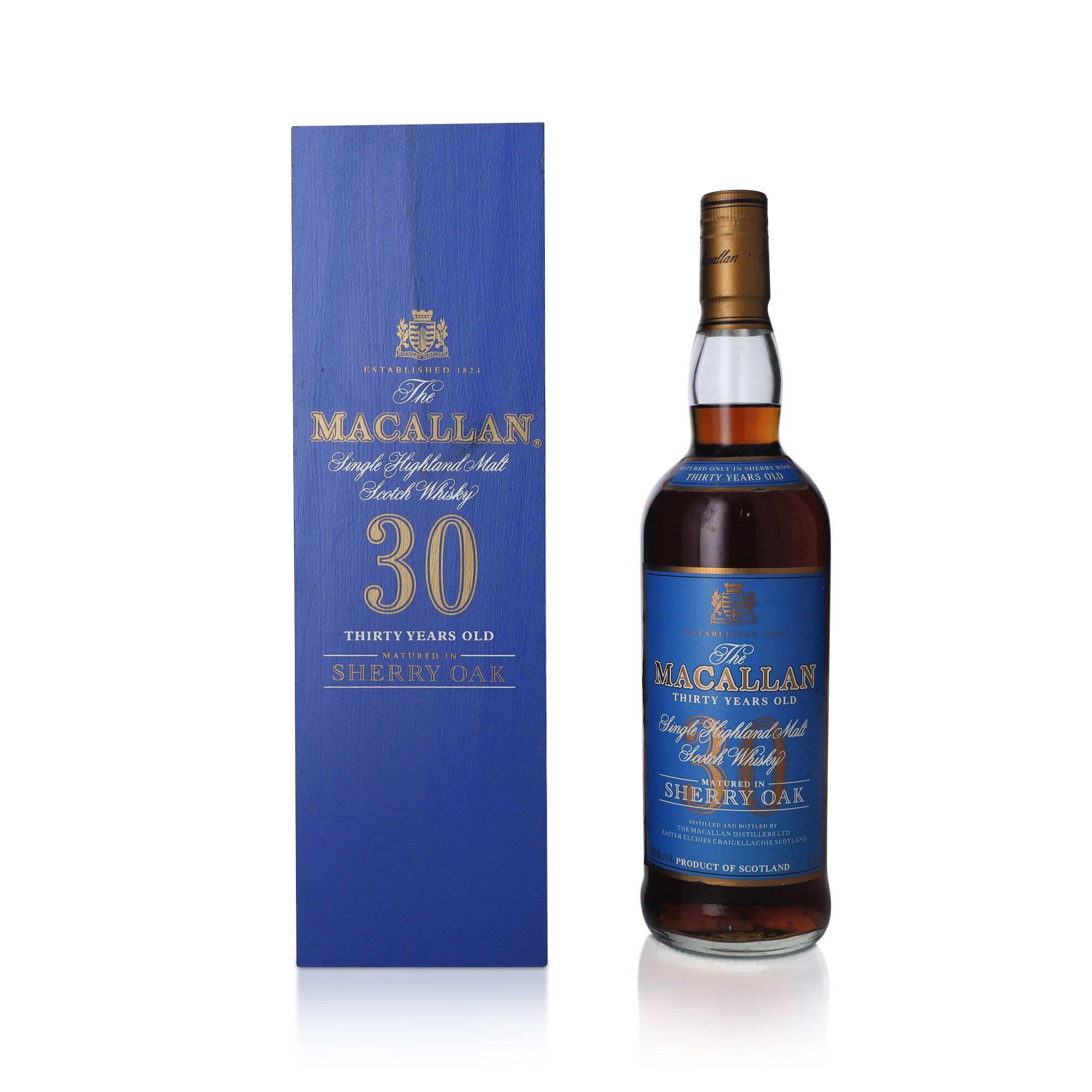 The Macallan 30 Year Old Sherry Oak Blue Box 43.0 abv NV (1 BT75 ...