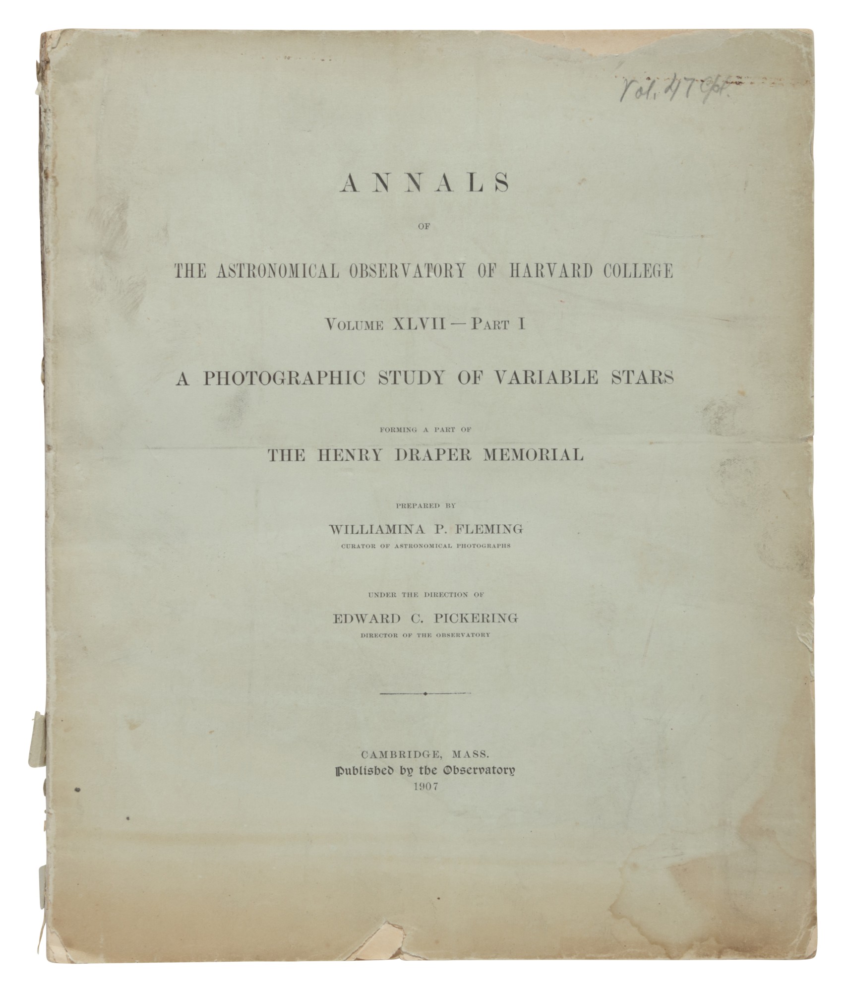 Fleming, Williamina Paton. "A Photographic Study Of Variable Stars ...