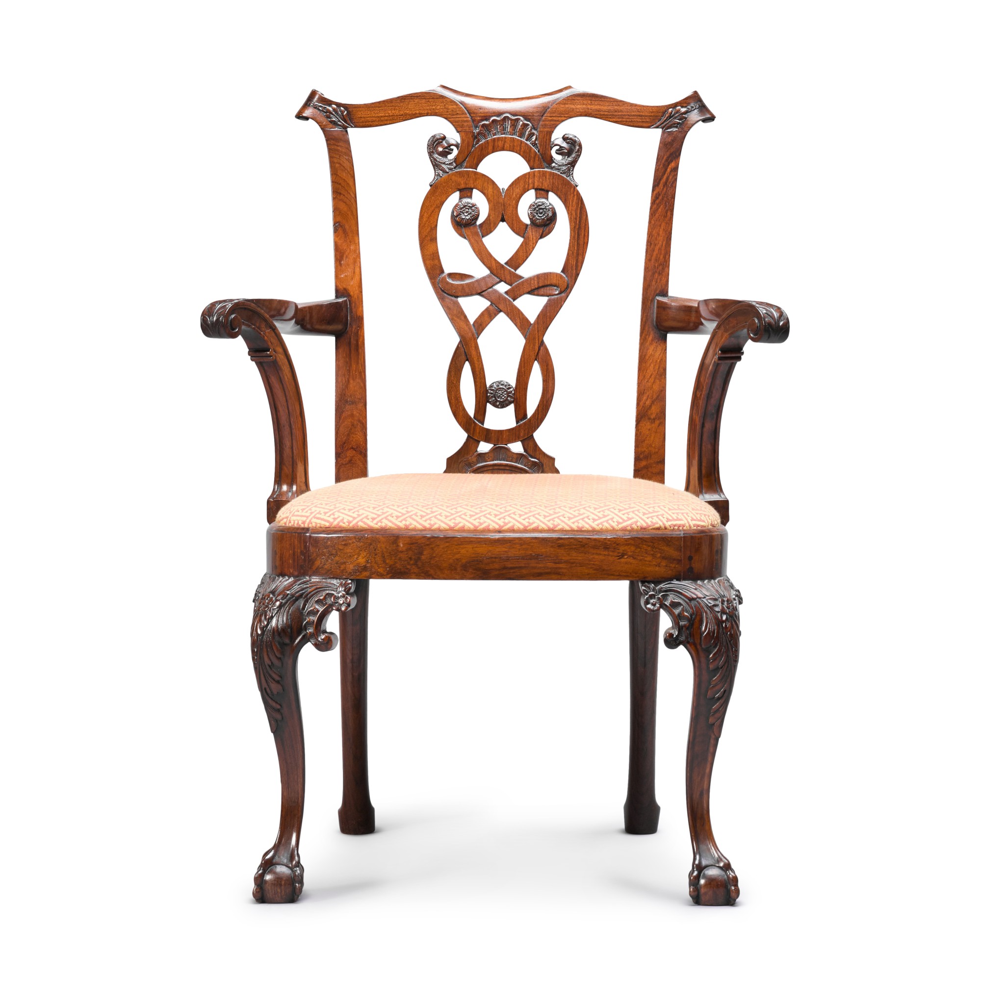 A pair of Chinese Export hardwood armchairs, probably Canton, circa ...