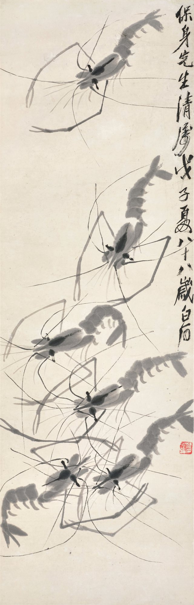 Qi Baishi, Six Shrimps | 齊白石 六蝦圖 | HOTUNG | 何東 The Personal Collection ...