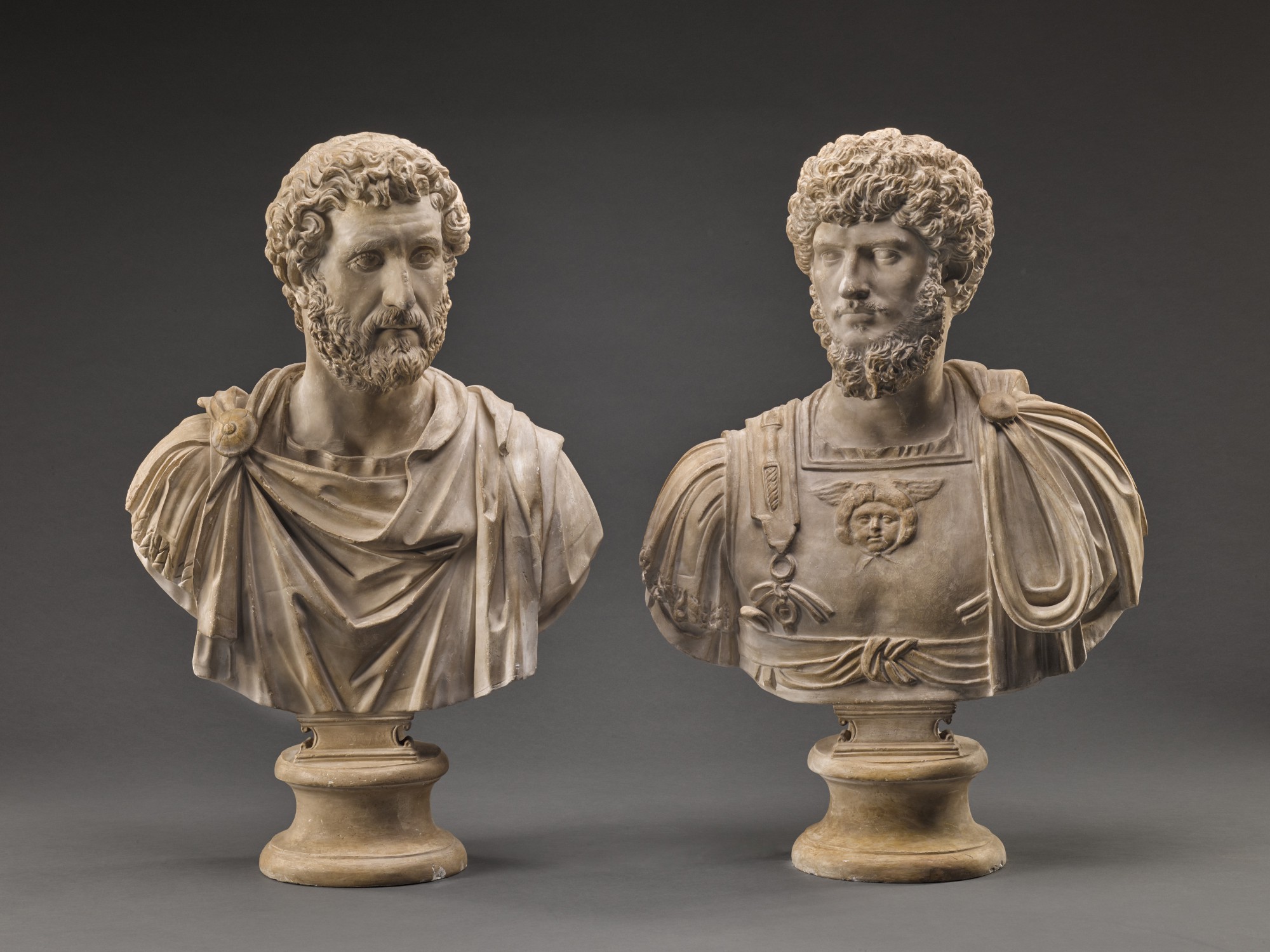 Pair of Monumental Busts of the Roman Emperors Lucius Verus and ...