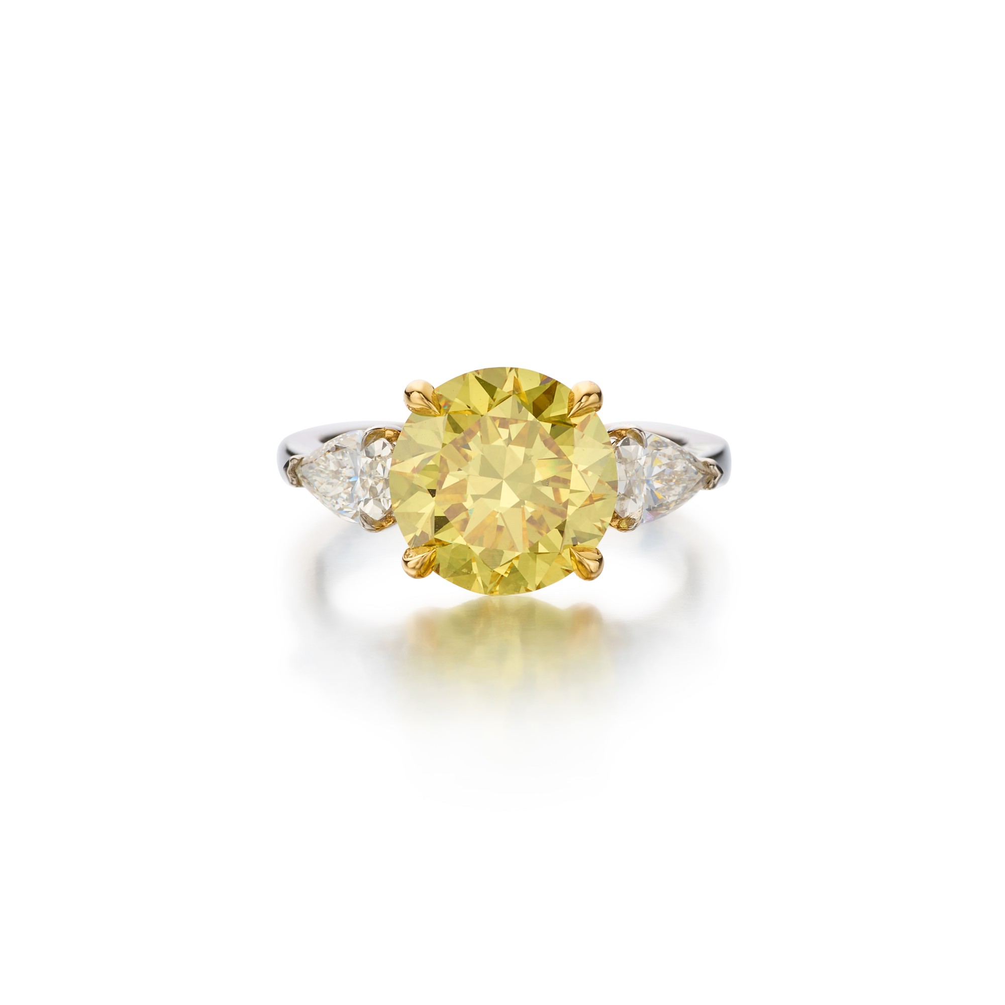 Fancy Vivid Yellow Diamond and Diamond Ring | Icons of Excellence ...