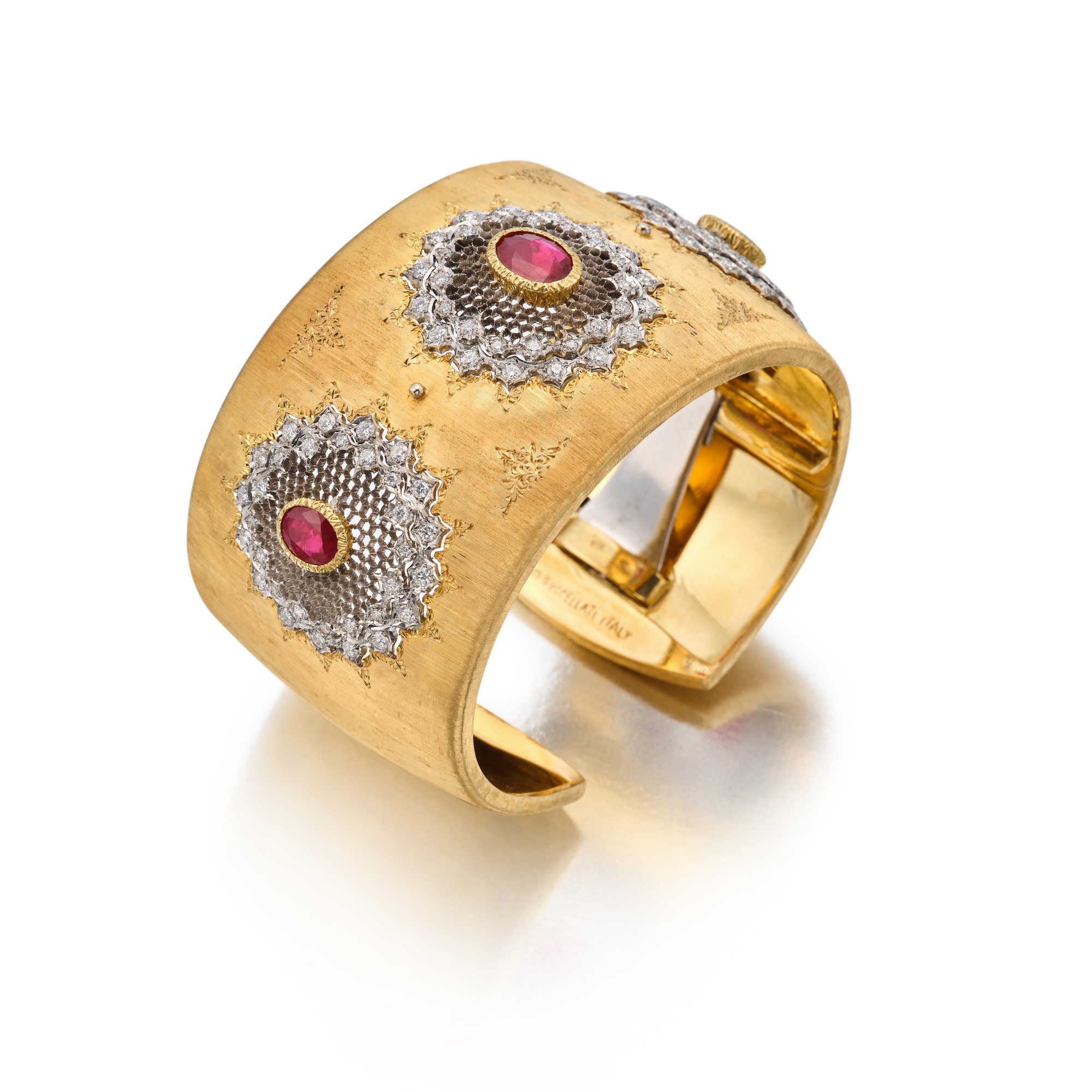 Gold, Ruby and Diamond Cuff-Bracelet | Important Jewels | | Sotheby's