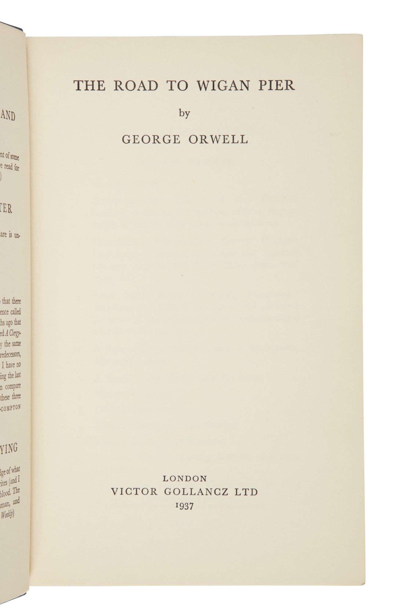Orwell, George | A review copy of The Road to Wigan Pier, in the ...
