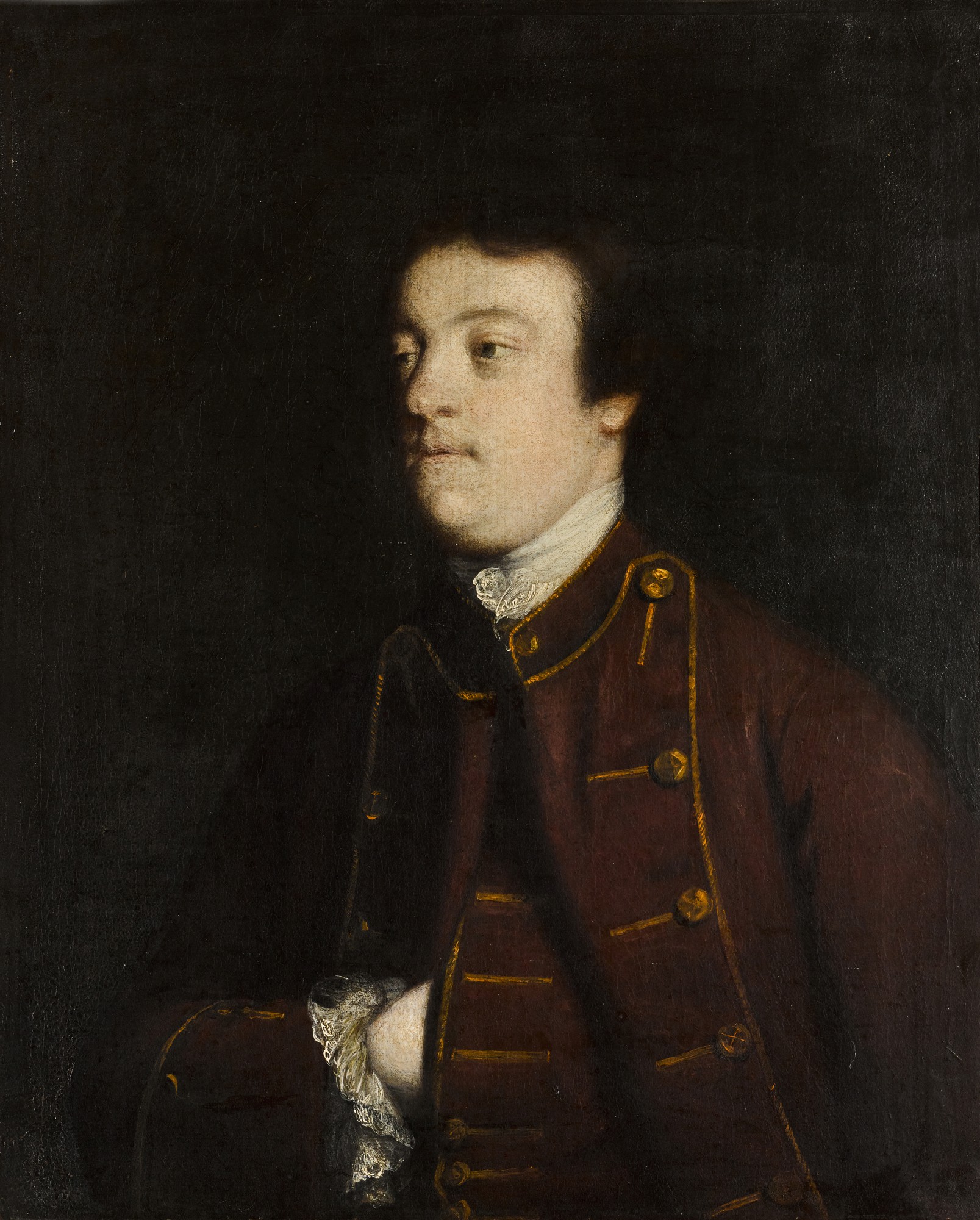 Portrait of Sir William Lowther, half-length, wearing a brown coat and ...