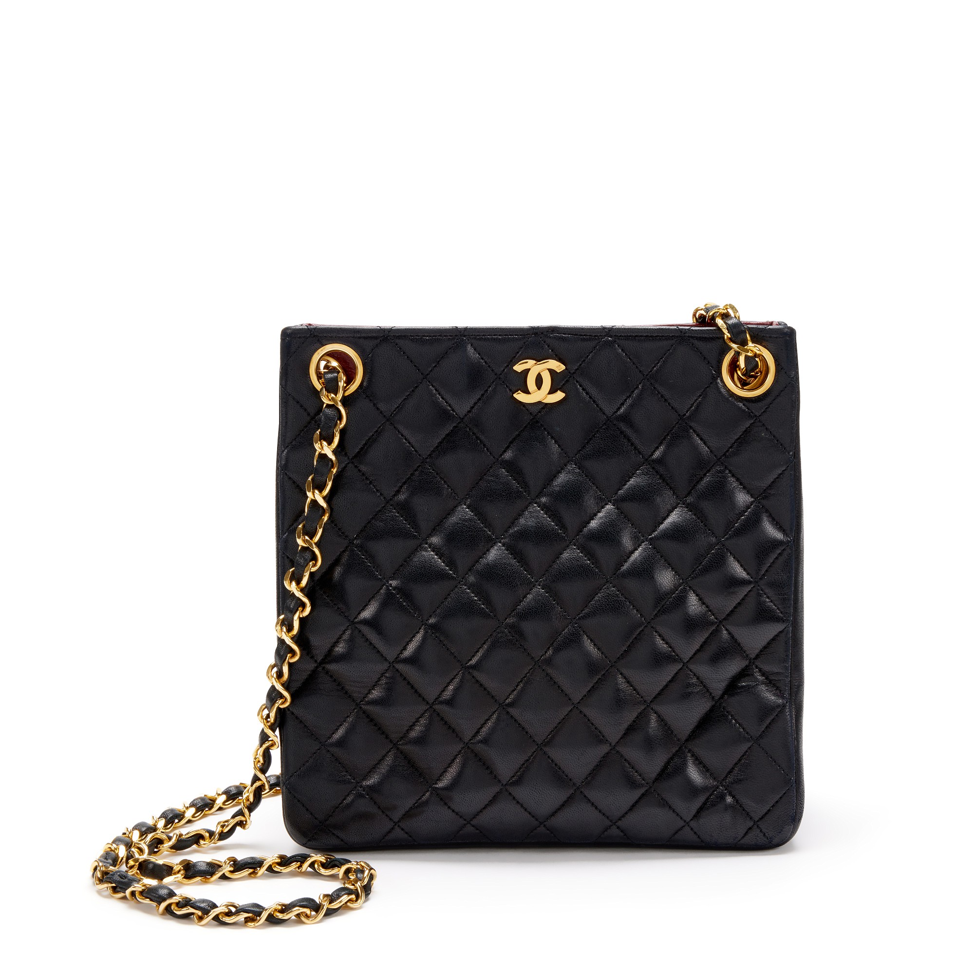 Black Quilted Lambskin Tote Gold Hardware, 1986-1988 | Handbags ...