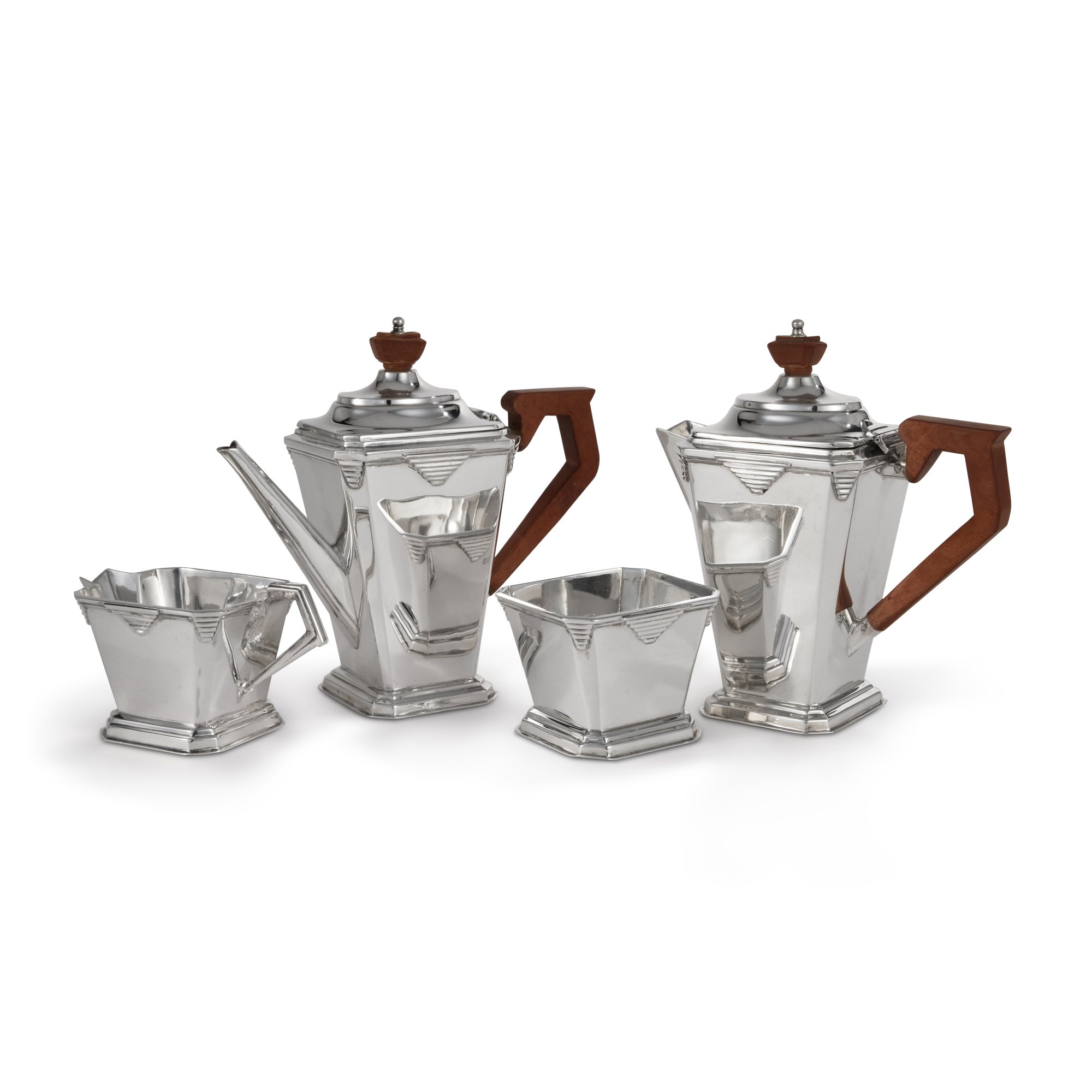 An English Silver Four-Piece Breakfast Tea Set, Goldsmiths ...