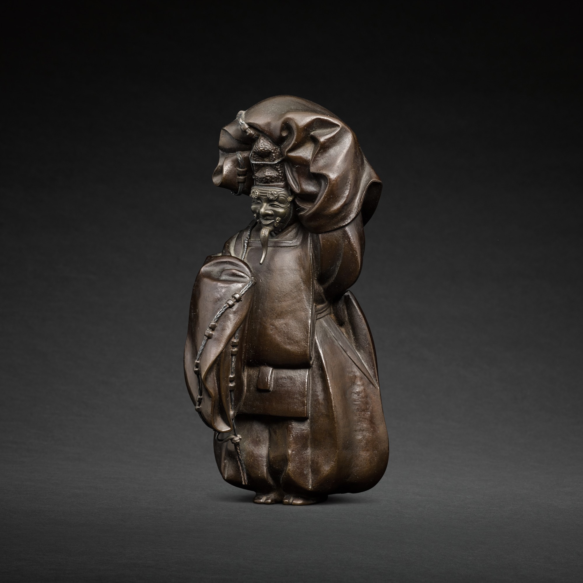 A fine bronze and shibuichi model of a manzai dancer | Signed Jo'un ...