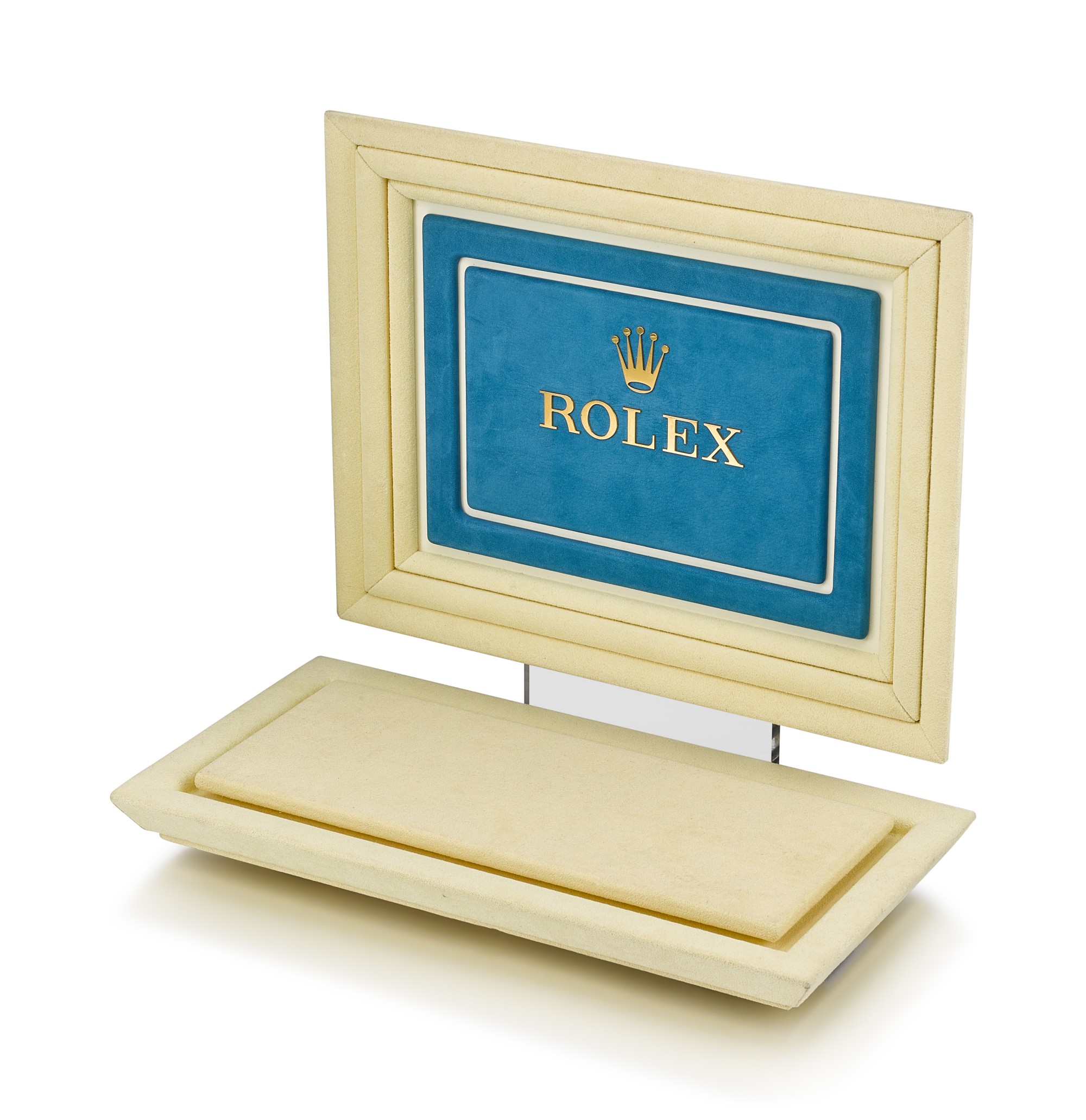 ROLEX | A LEATHER AND VELVET RETAILER'S WINDOW DISPLAY, CIRCA 1990 ...