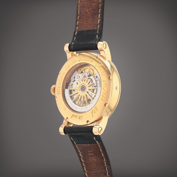 Montre bracelet astronomique en or rose avec calendrier et signes du ...