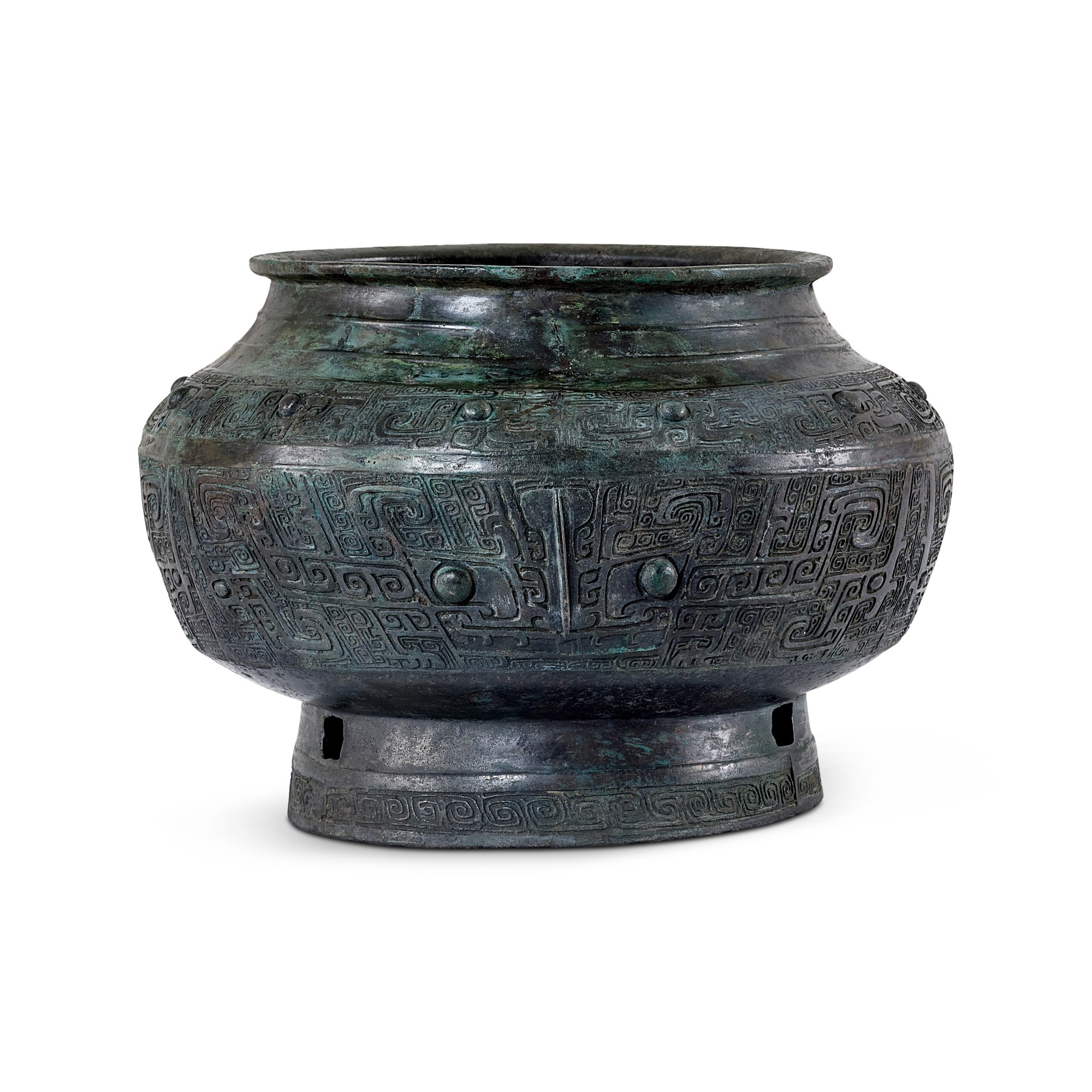 An archaic bronze 'mythical beast' vessel, pou Late Shang dynasty 商晚期 ...