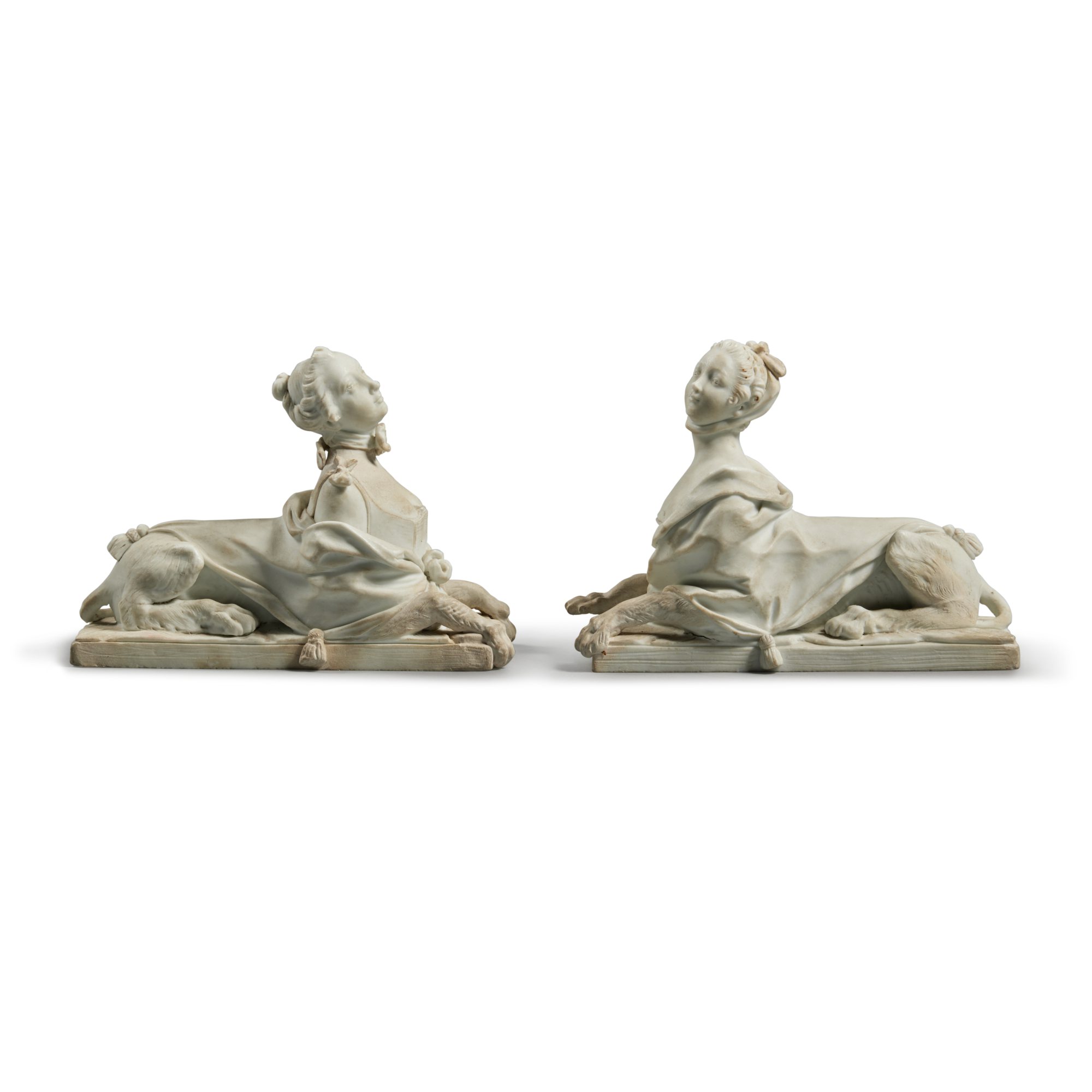 A Pair of Samson Biscuit Figures of Madame de Pompadour as a Sphinx ...