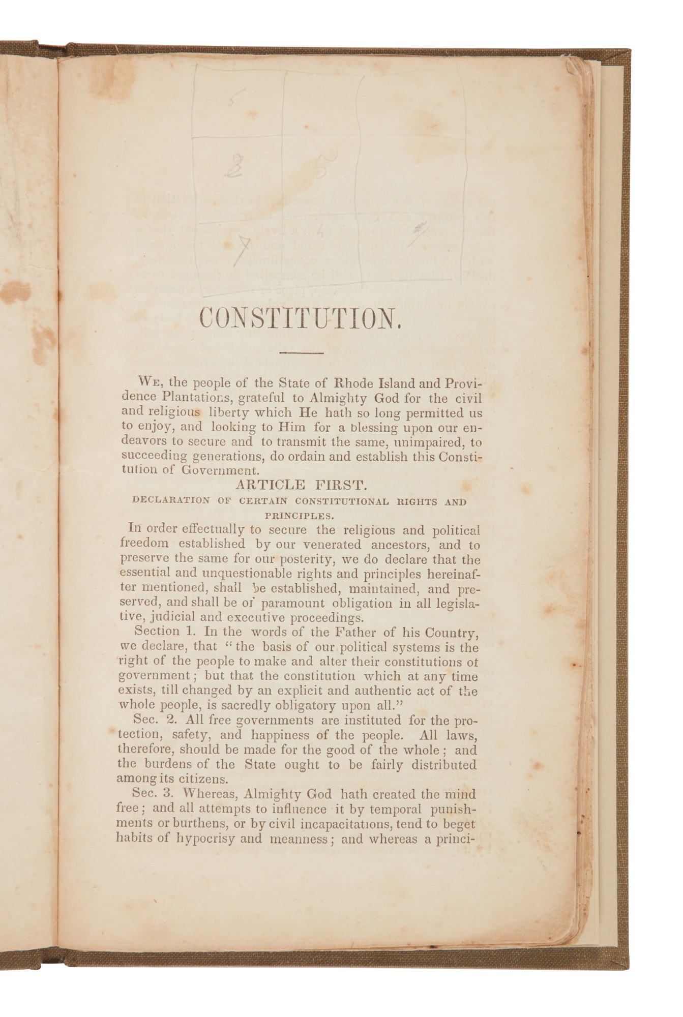 Rhode Island | An early printing of the constitution of "the State of ...