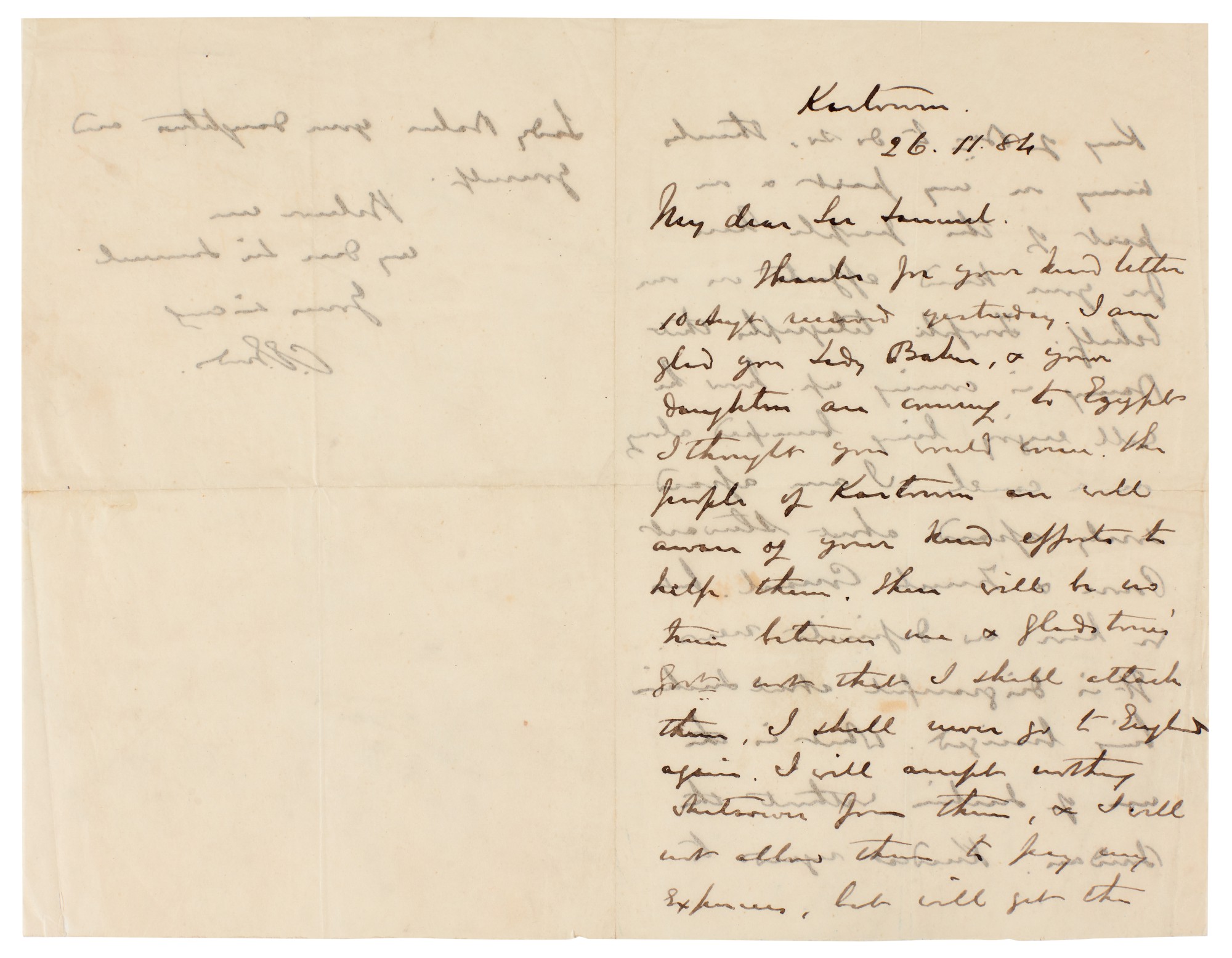 General C.G. Gordon | Autograph letter signed, to Samuel Baker, on the ...