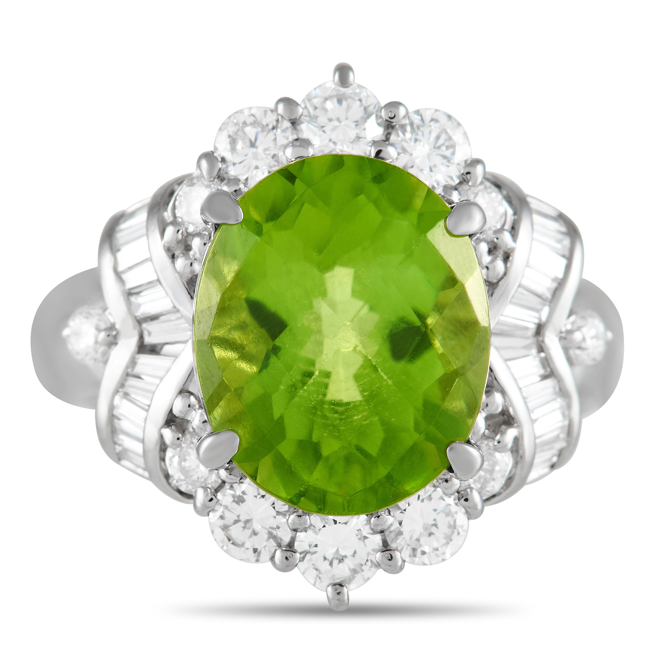 Platinum, Oval Peridot And Diamond Ring Available For Immediate Sale At ...