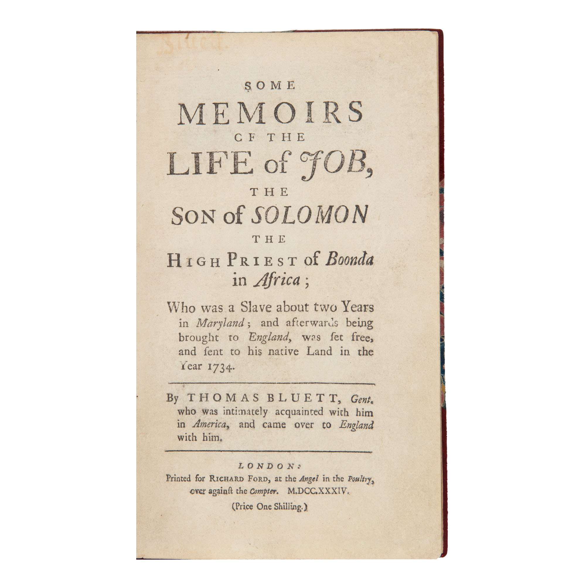 Bluett, Thomas | One of the earliest printed narratives of an enslaved ...