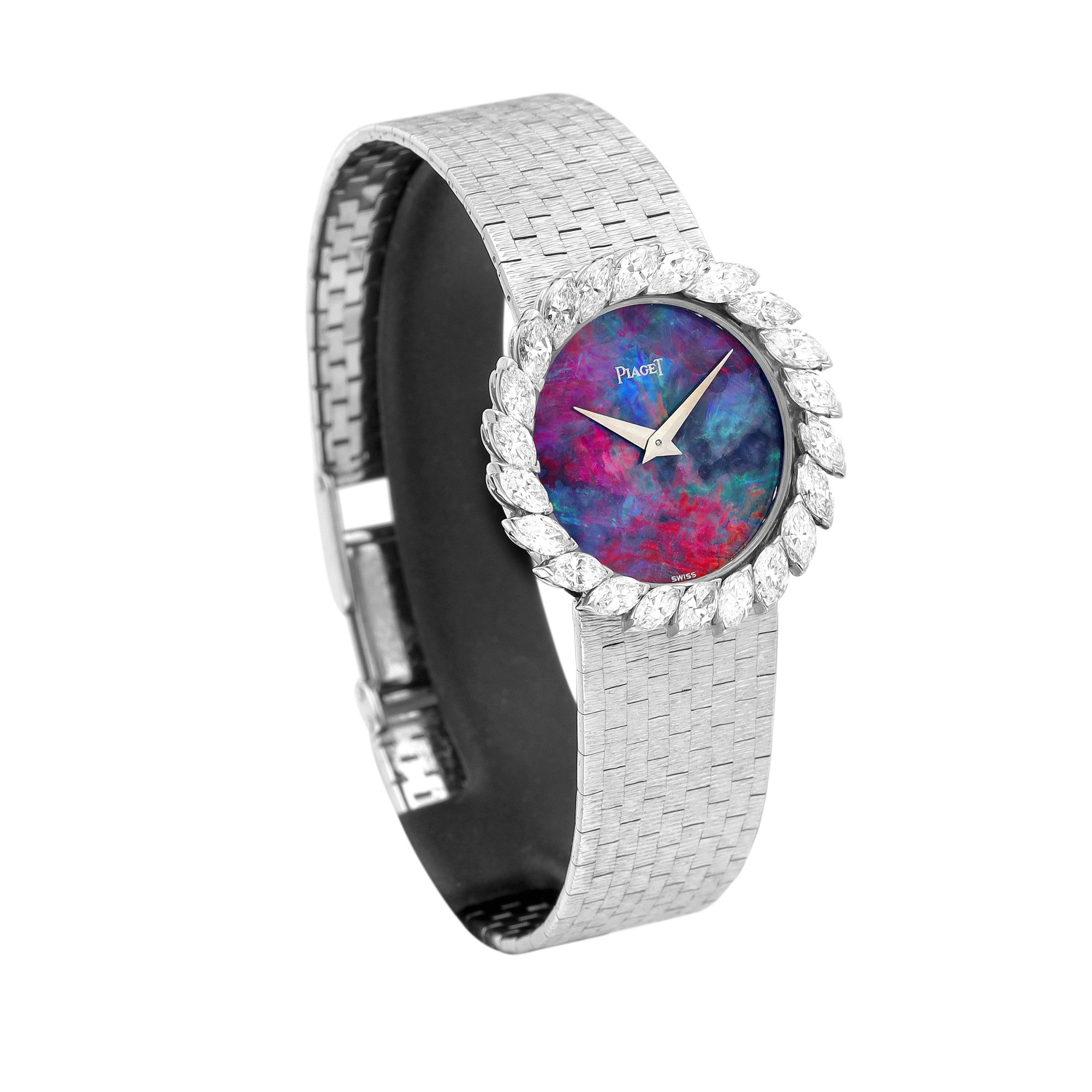 Reference 924 | A white gold and diamond-set bracelet watch with opal ...