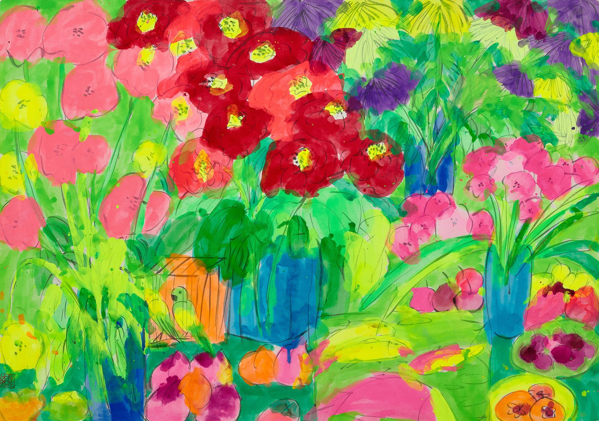 Walasse Ting 丁雄泉 | Still life with flowers and fruits 花果靜物 | Modern Art ...