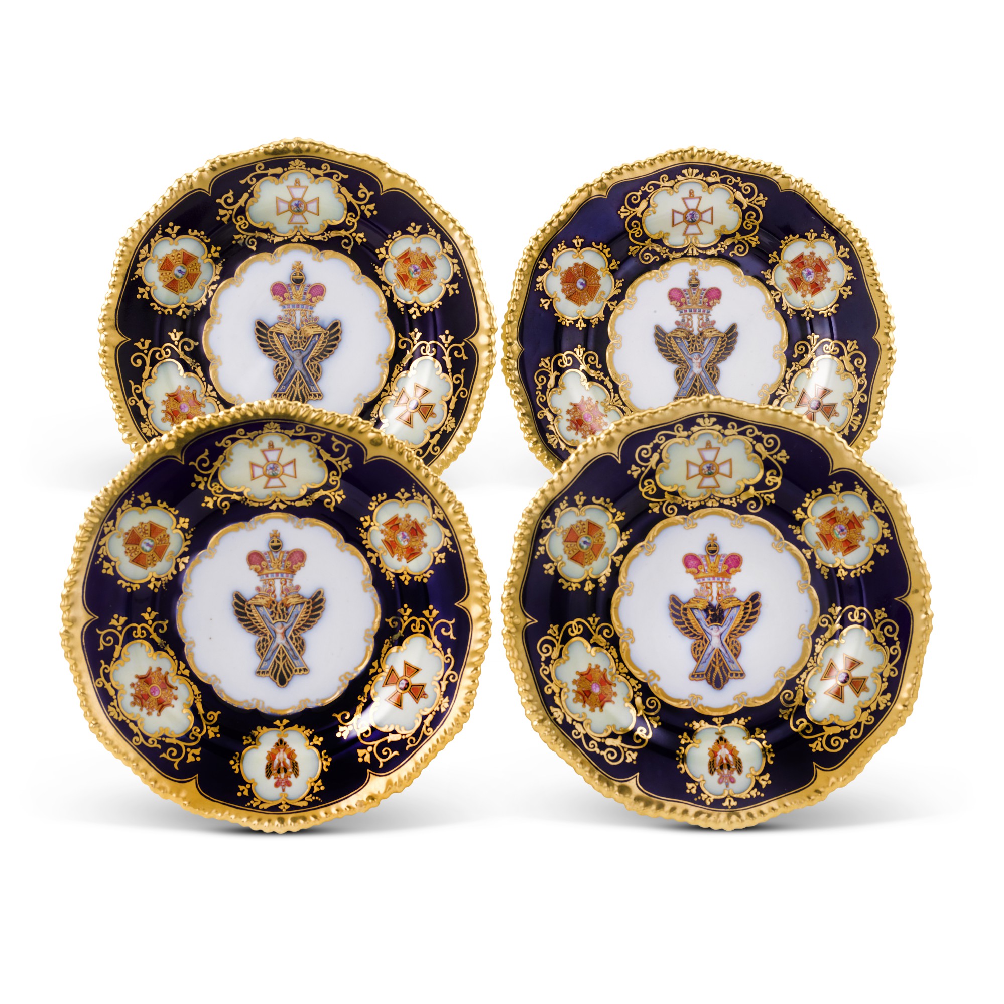 A set of four porcelain plates from the Coalport Service, Imperial ...