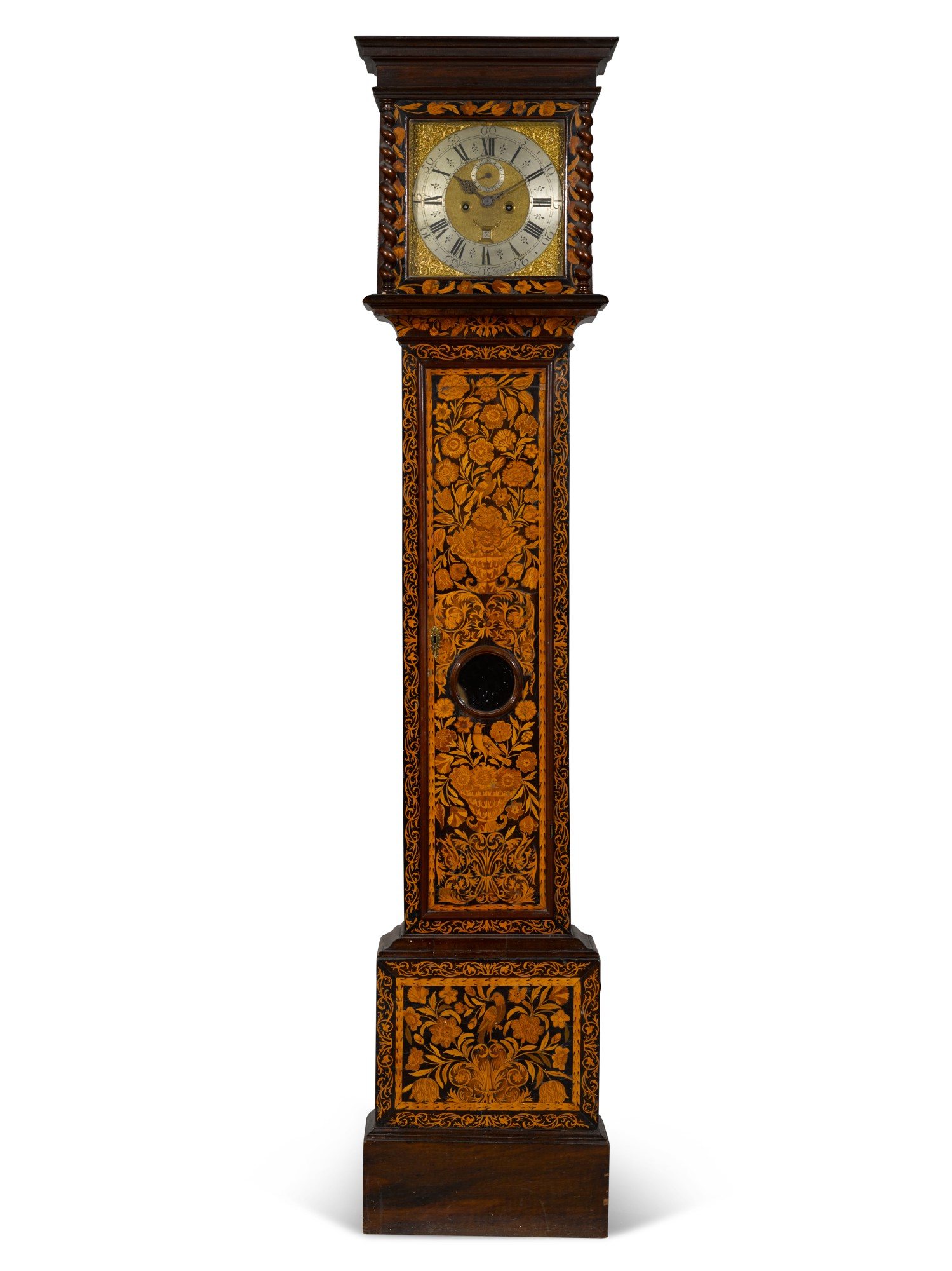 A walnut marquetry longcase clock, William Cooper, Colchester, movement ...