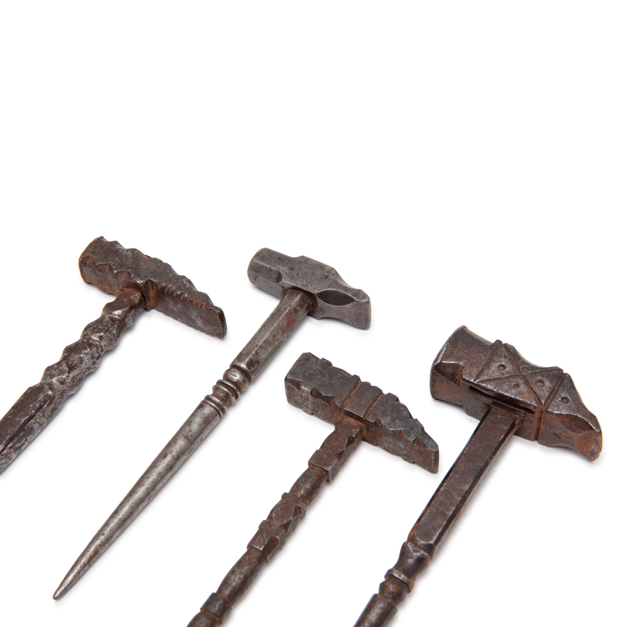 Group of Four American Wrought Iron Sewing Hammers, Pennsylvania, Circa ...