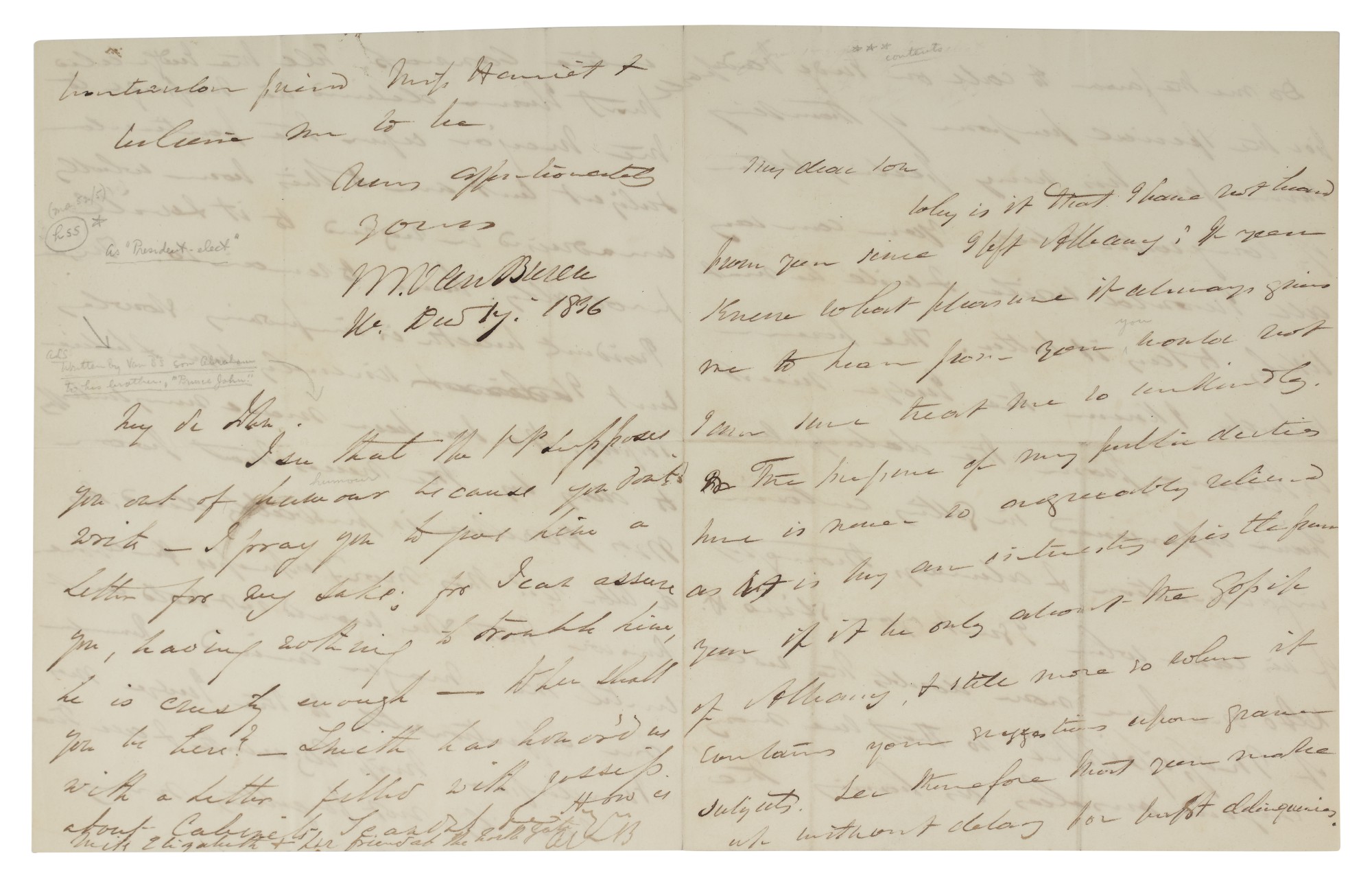 Van Buren, Martin | A letter from the President-elect Martin Van Buren ...