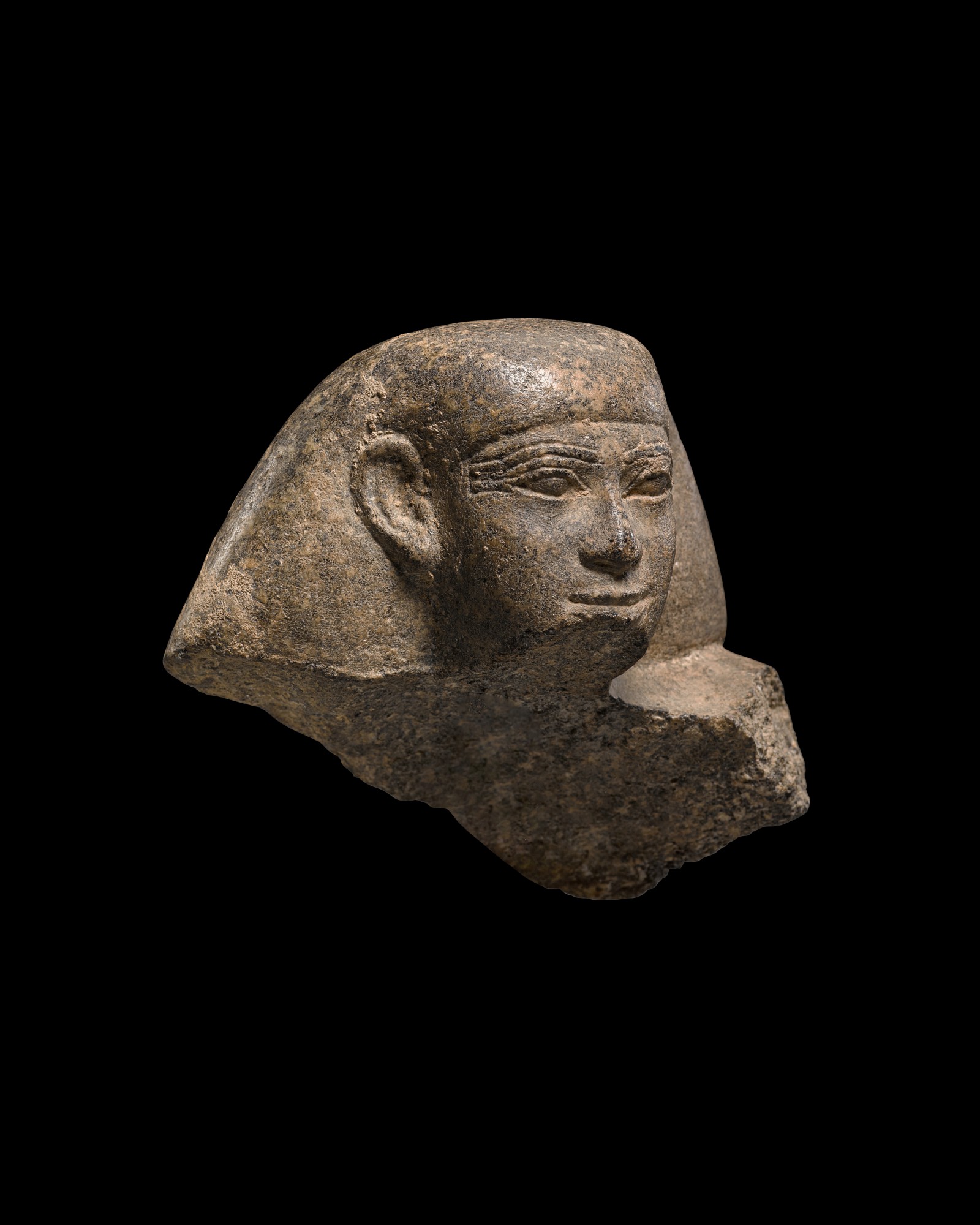 Egyptian Granite Head of a Man, early 26th Dynasty, period of Psamtik I ...