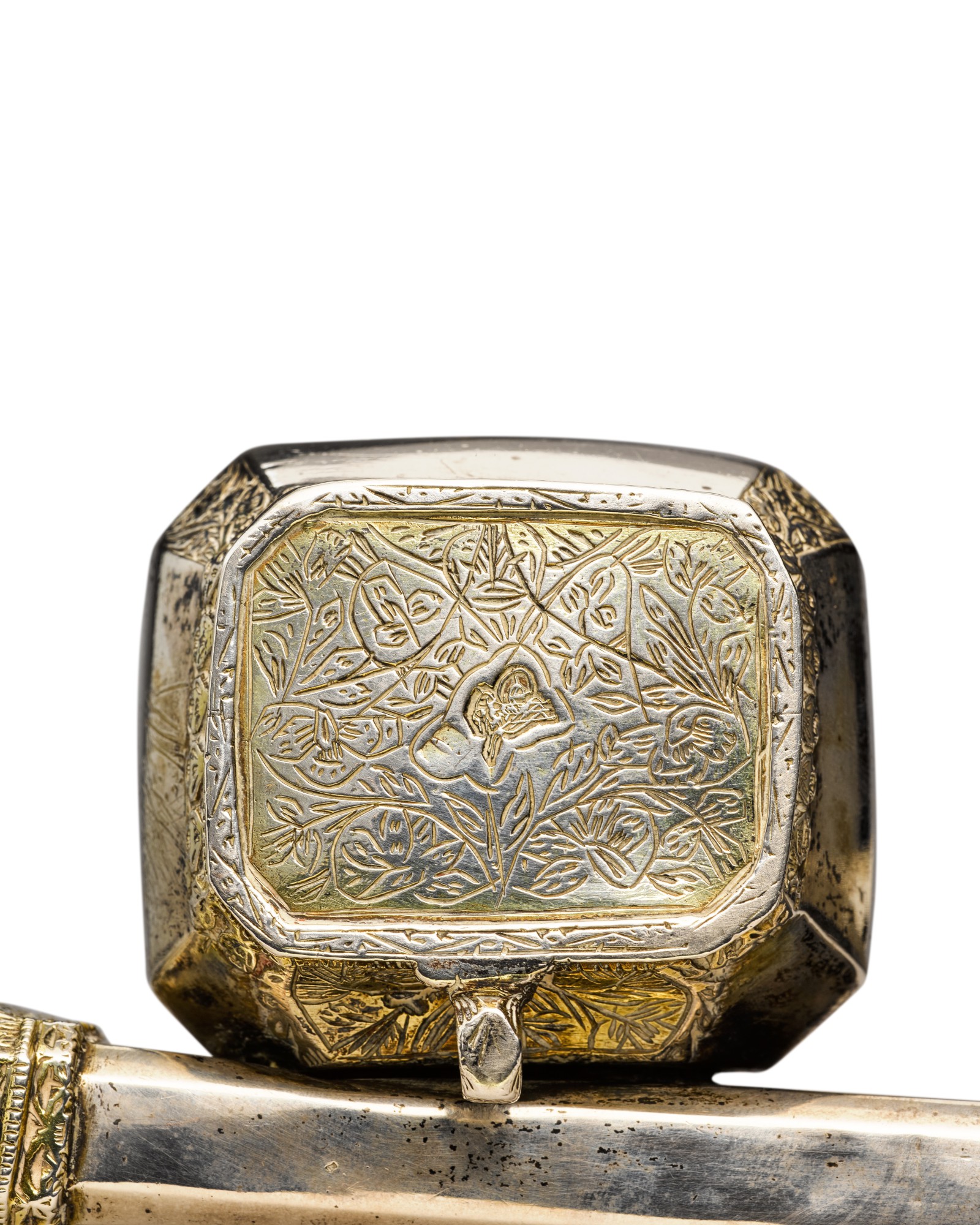 An Ottoman parcel-gilt silver scribe's pen box (divit) with the tughra ...