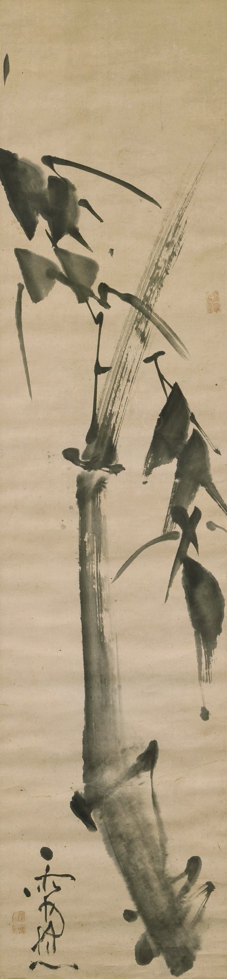 Ike no Taiga (1723-1776) and Ike Gyokuran (1727-1784), A pair of bamboo ...