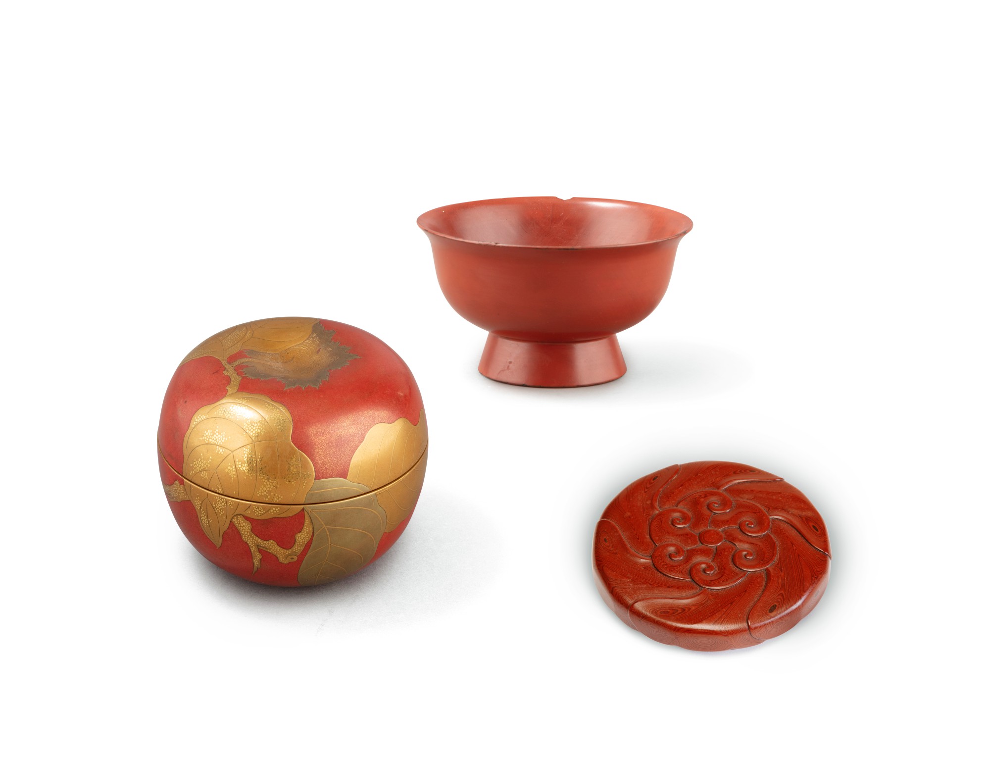 Three red lacquer vessels, Japan, 19th-20th century | Collection Pierre ...