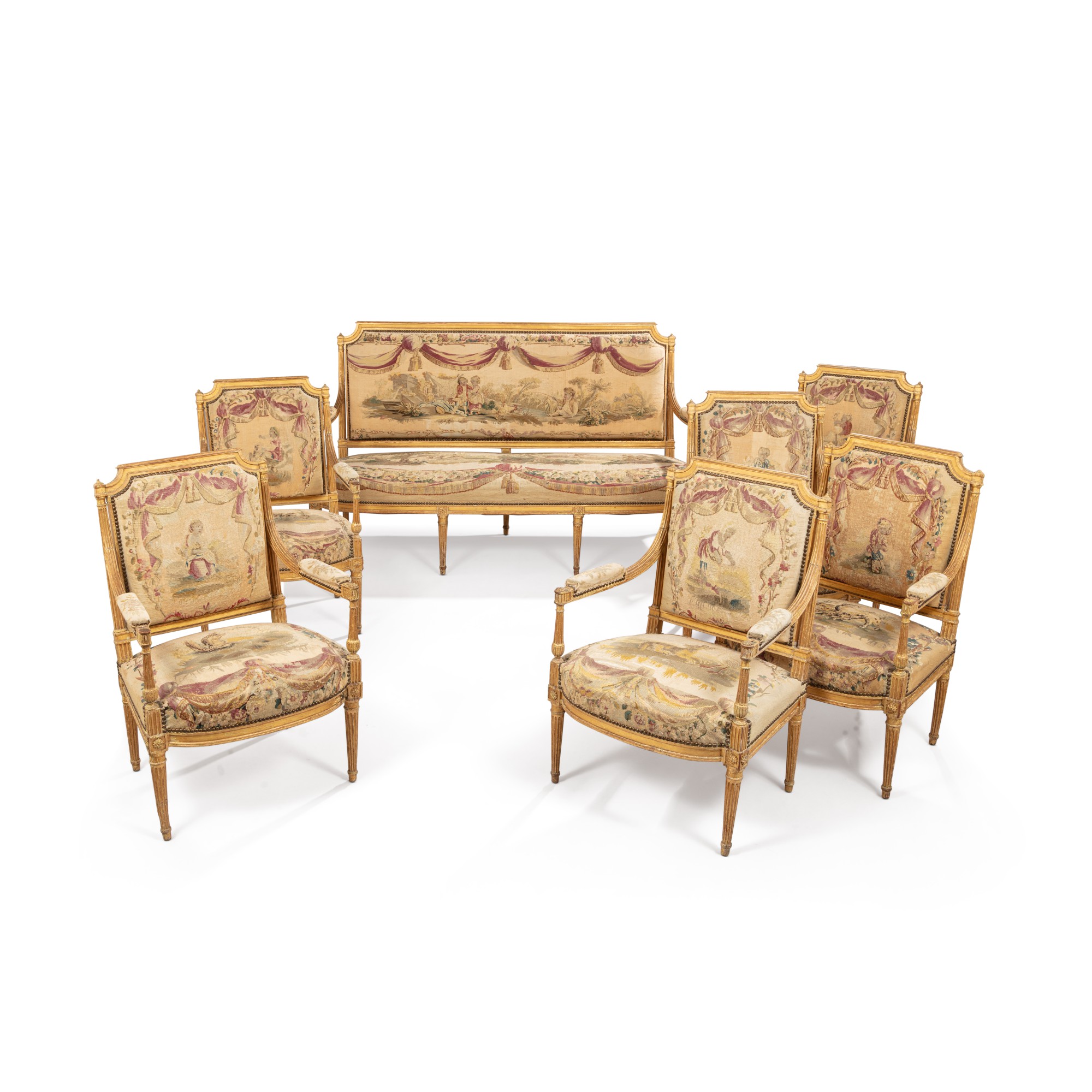 A giltwood seat furniture, Louis XVI, circa 1780 | Mobilier de salon en ...
